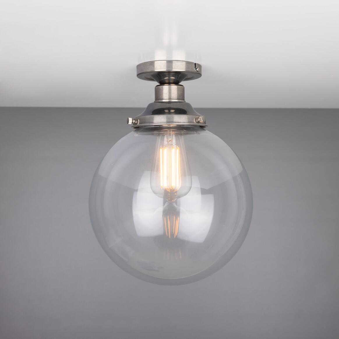 Clear Ceiling Light Fixture Mono Holophane Glass Flush Ceiling Light