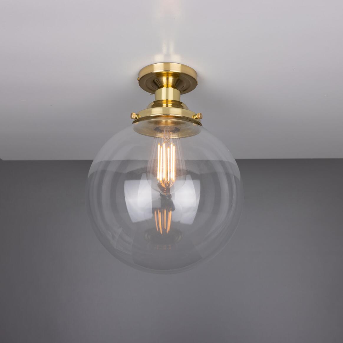 Clear Ceiling Light Fixture Mono Holophane Glass Flush Ceiling Light