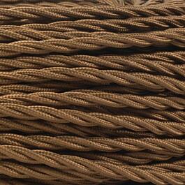Brown Fabric Braided Cable, 3 Core Twisted | Mullan Lighting