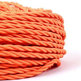 Orange Fabric Braided Cable, 3 Core Twisted | Mullan Lighting