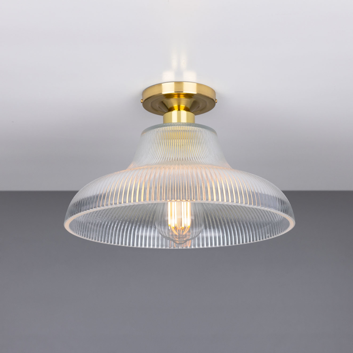 Mono Industrial Prismatic Glass Ceiling Light 30cm | Mullan Lighting