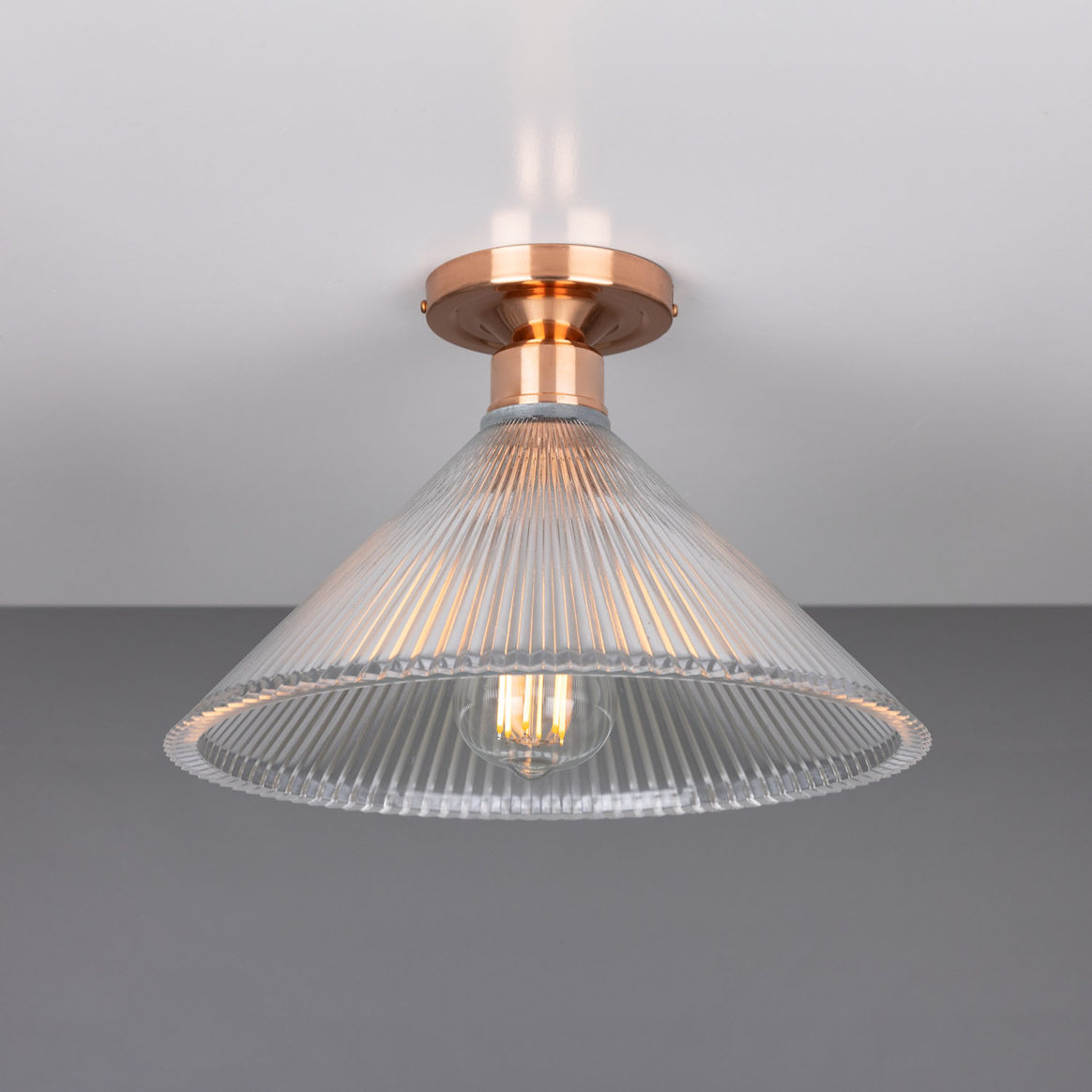 Hanoi Vintage Prismatic Glass Ceiling Light 11.8" | Mullan Lighting
