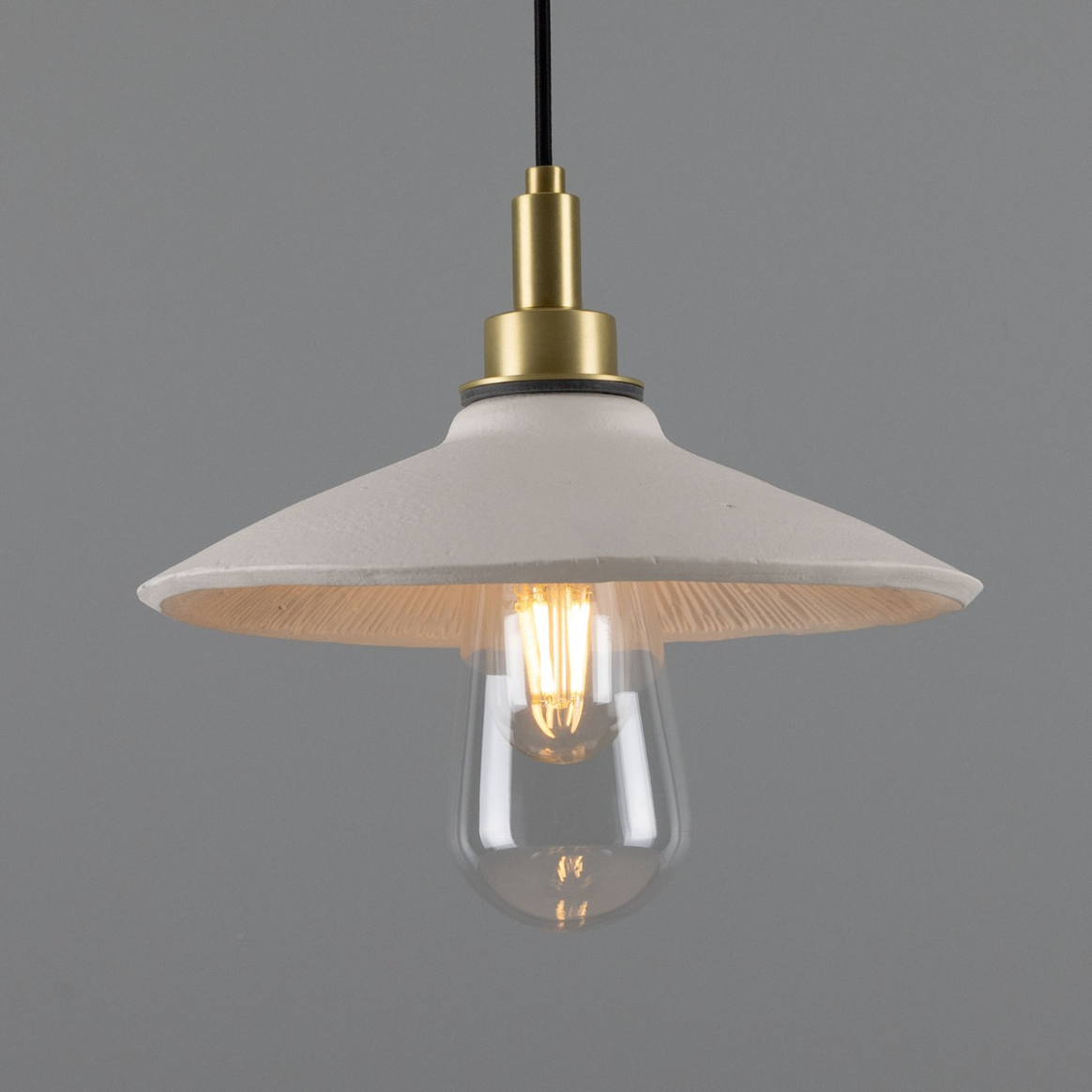 Pyrus Organic Ceramic Bathroom Pendant Light 28cm, Matte White Striped ...