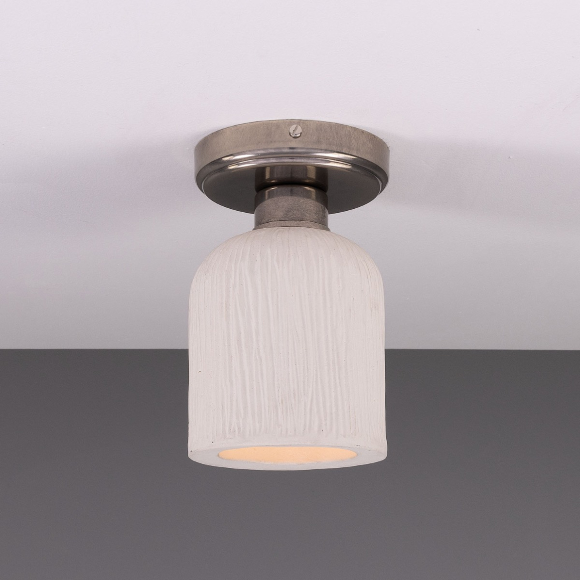 Osier Organic Ceramic Ceiling Light 12cm, Matte White Striped | Mullan ...