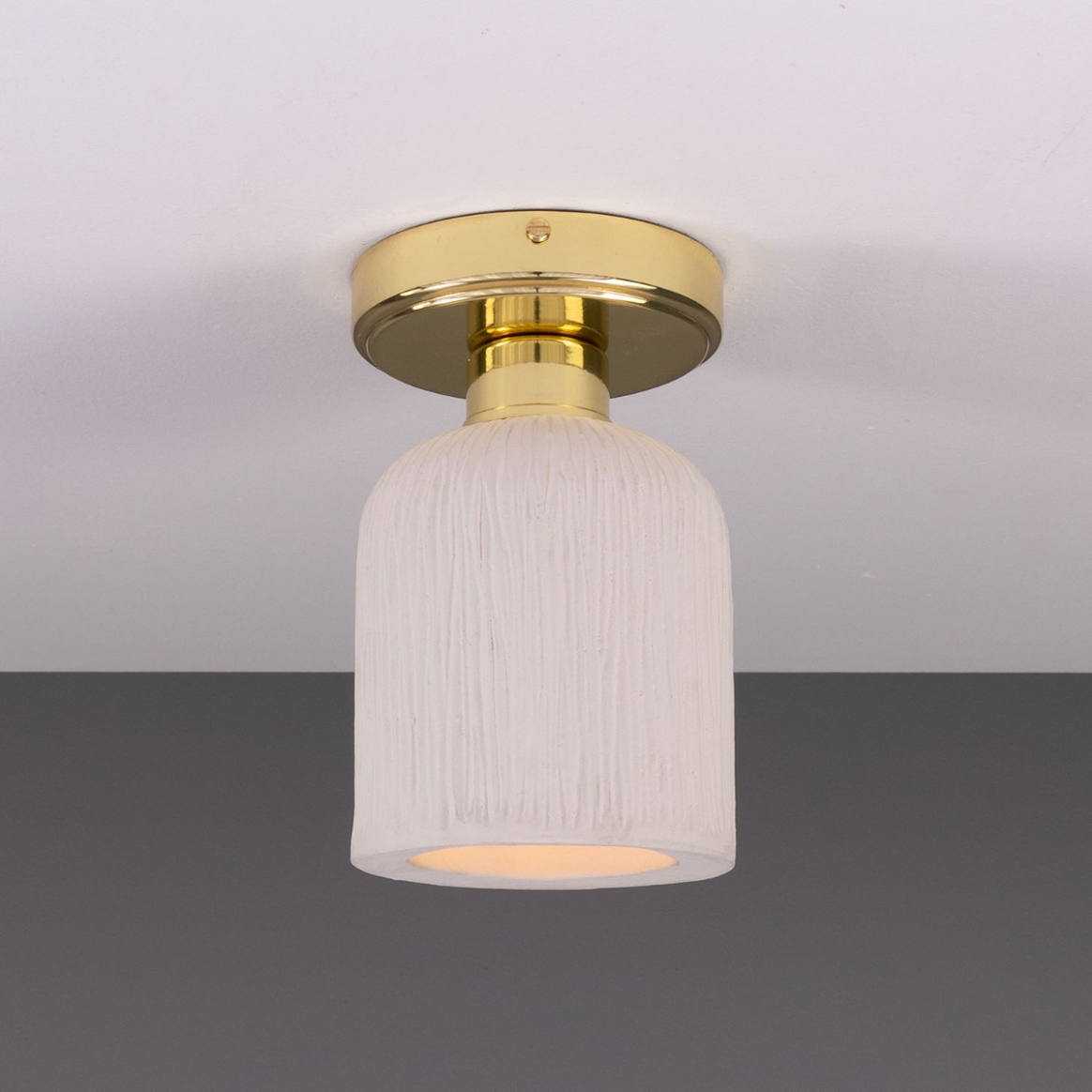 Osier Organic Ceramic Ceiling Light 12cm, Matte White Striped | Mullan ...