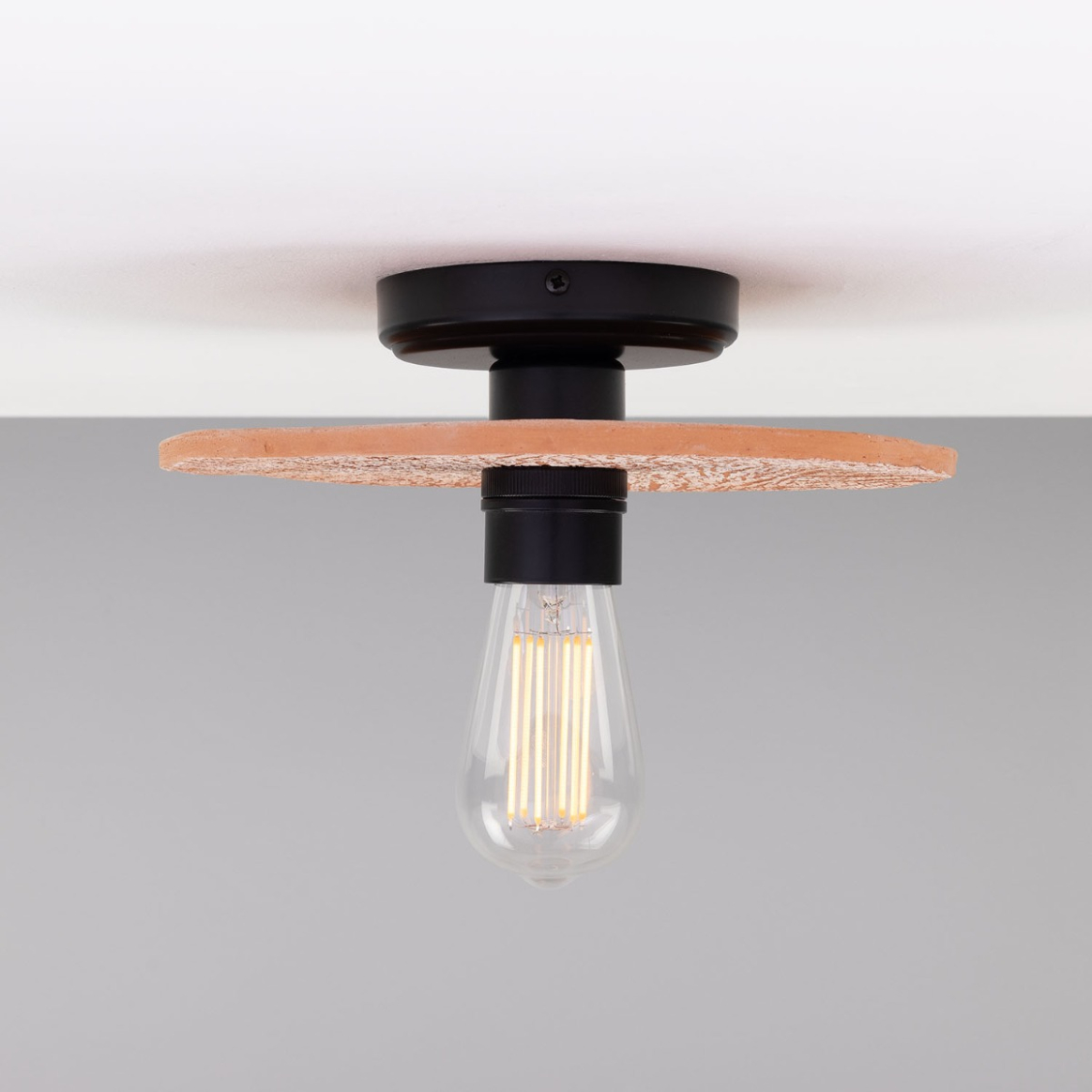 Bog Oak Organic Ceramic Disc Ceiling Light, Red Iron | Mullan Lighting