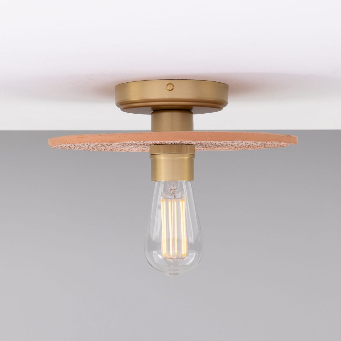 Bog Oak Organic Ceramic Disc Ceiling Light, Red Iron | Mullan Lighting