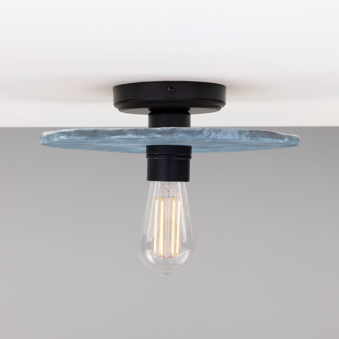 Bog Oak Organic Ceramic Disc Ceiling Light, Blue Earth | Mullan Lighting