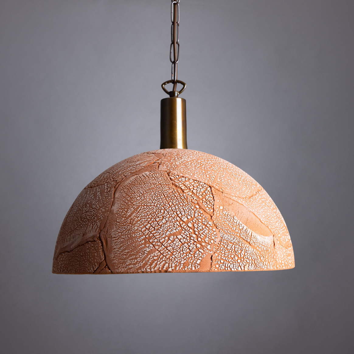 Kauri Organic Ceramic Dome Pendant Light 14.6", Red Iron | Mullan Lighting