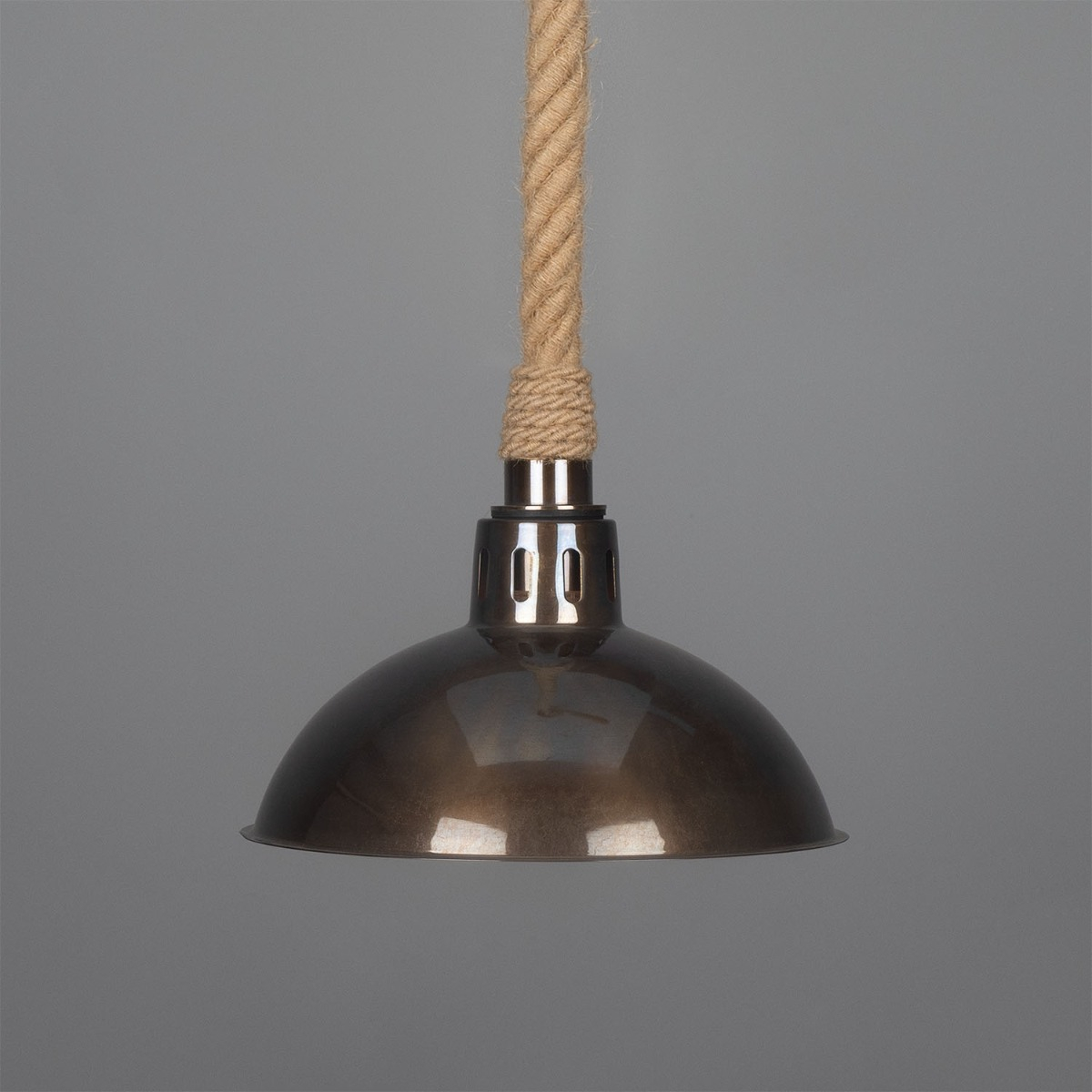 Tahiti Jute Rope Pendant Light with Vintage Brass Shade 30cm | Mullan ...