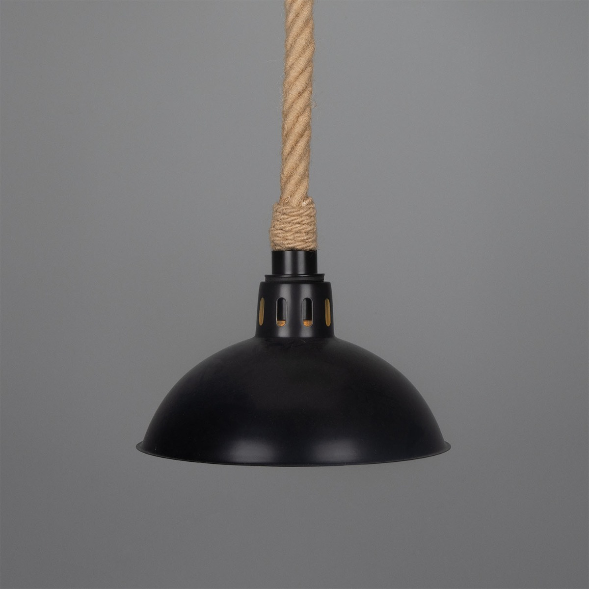 Tahiti Jute Rope Pendant Light with Vintage Brass Shade 30cm | Mullan ...