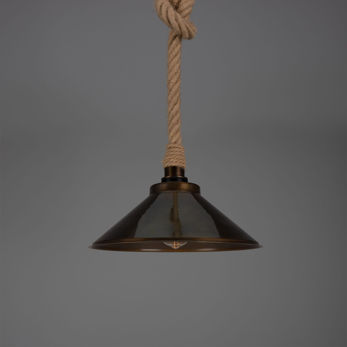 Naxos Jute Rope Pendant Light with Vintage Brass Shade 38cm | Mullan ...