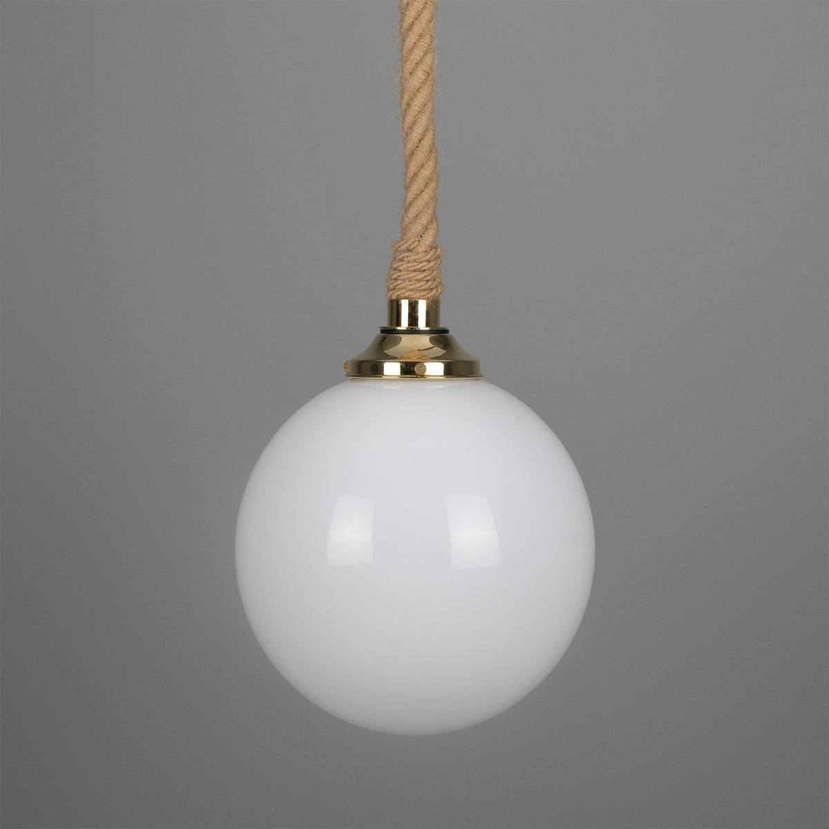 Azores Jute Rope Pendant Light with Opal Glass Globe 30cm IP44 | Mullan ...