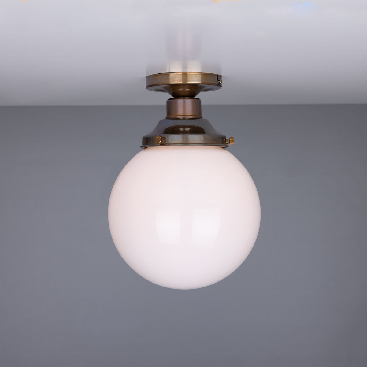Yerevan Mid-Century Opal Globe Ceiling Light 20cm | Mullan Lighting