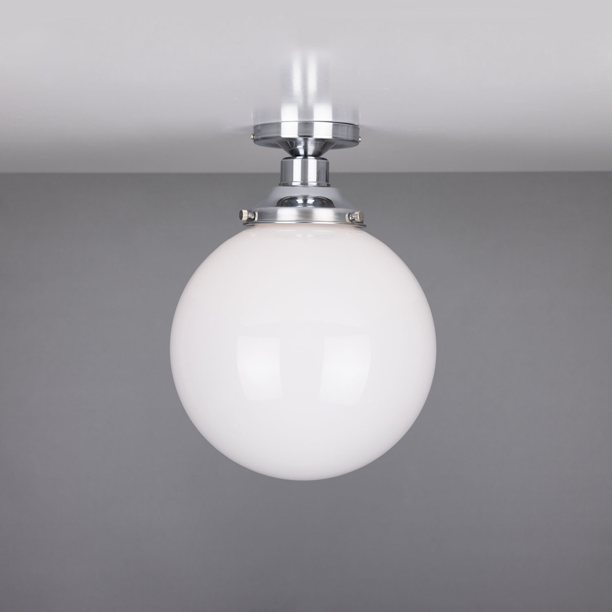 Yerevan Mid-Century Opal Globe Ceiling Light 25cm | Mullan Lighting