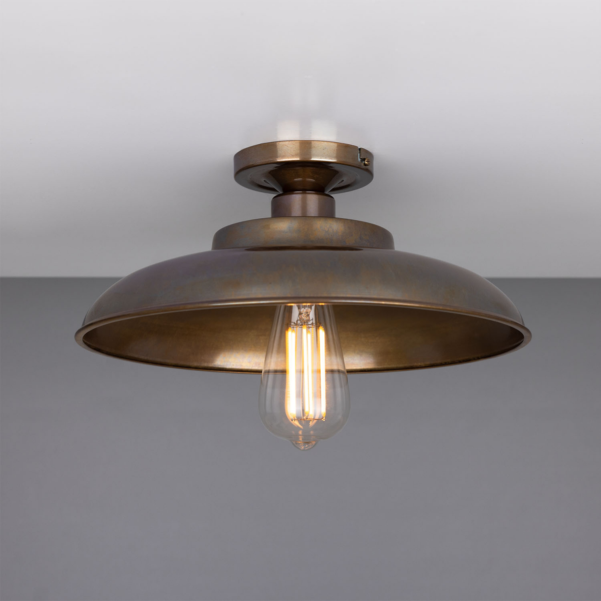 Telal Industrial Factory Flush Ceiling Light 32cm | Mullan Lighting