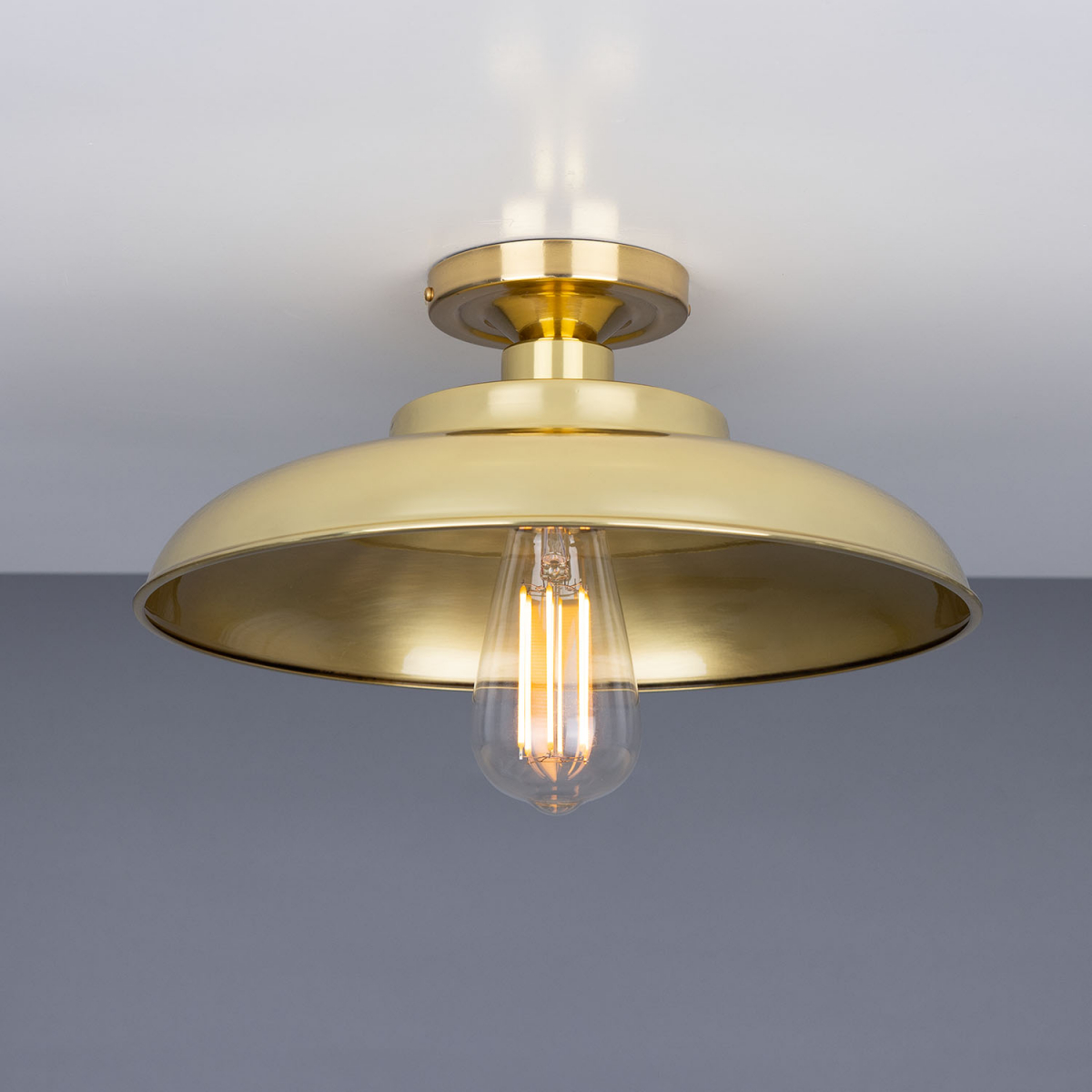Telal Industrial Factory Flush Ceiling Light 32cm | Mullan Lighting