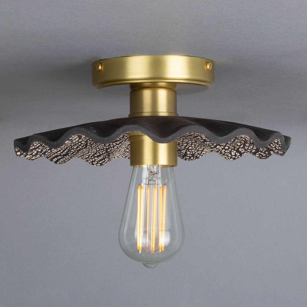 Kapok Organic Ceramic Ceiling Light 10.6", Black Clay | Mullan Lighting