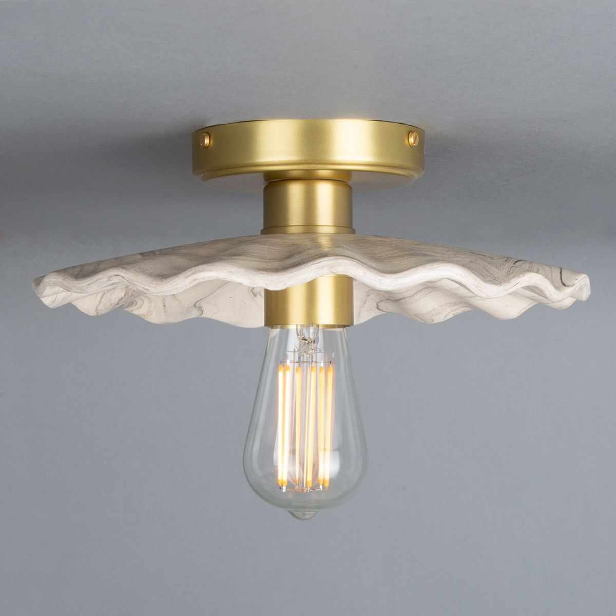 Kapok Marbled Ceramic Ceiling Light 27cm | Mullan Lighting