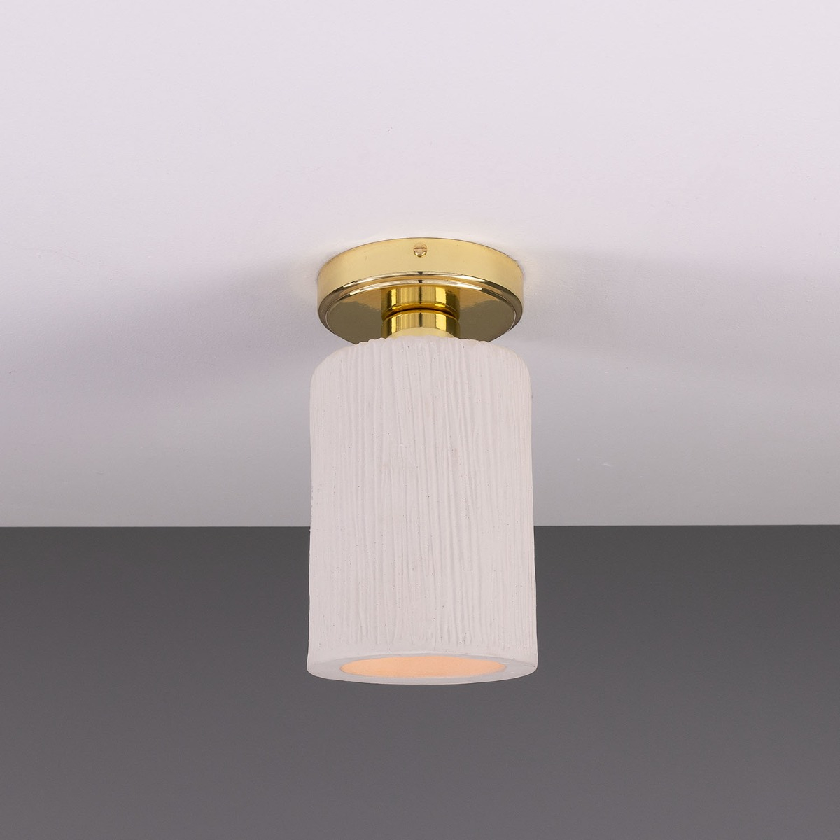 Senna Organic Ceramic Ceiling Light 11.5cm, Matte White Striped ...