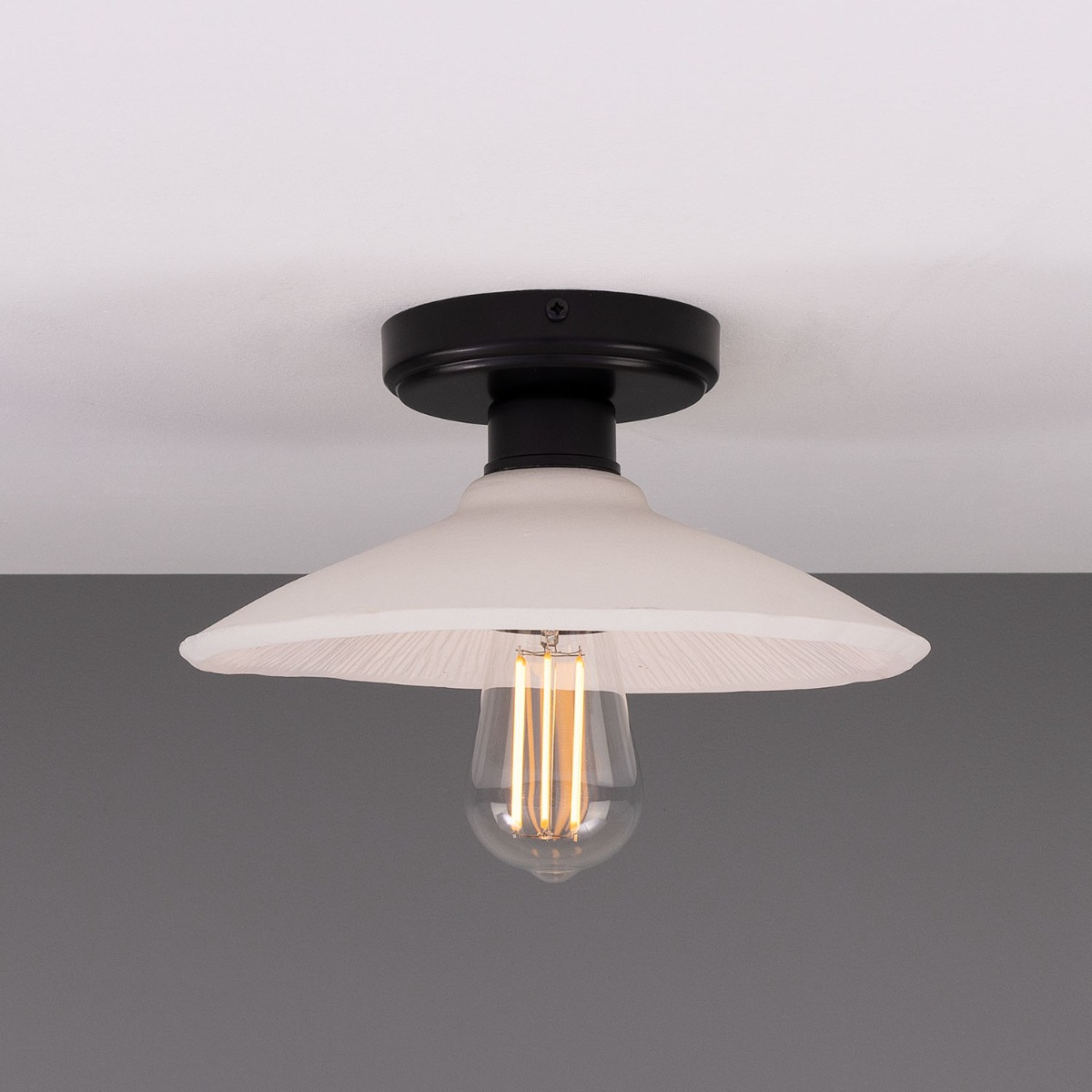 Pyrus Organic Ceramic Ceiling Light 28cm, Matte White Striped | Mullan ...