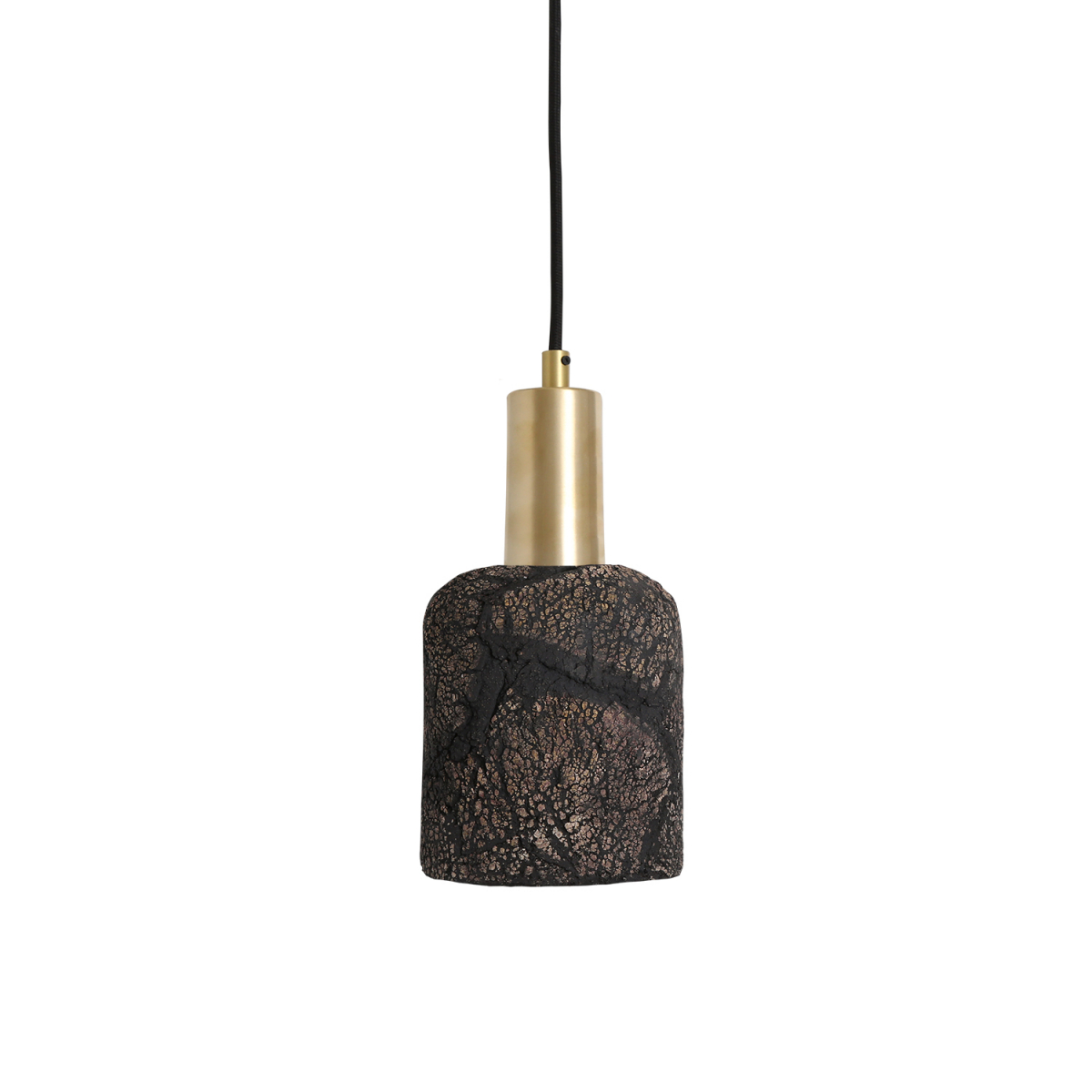Osier Organic Ceramic Pendant Light 11.5cm, Black Clay | Mullan Lighting