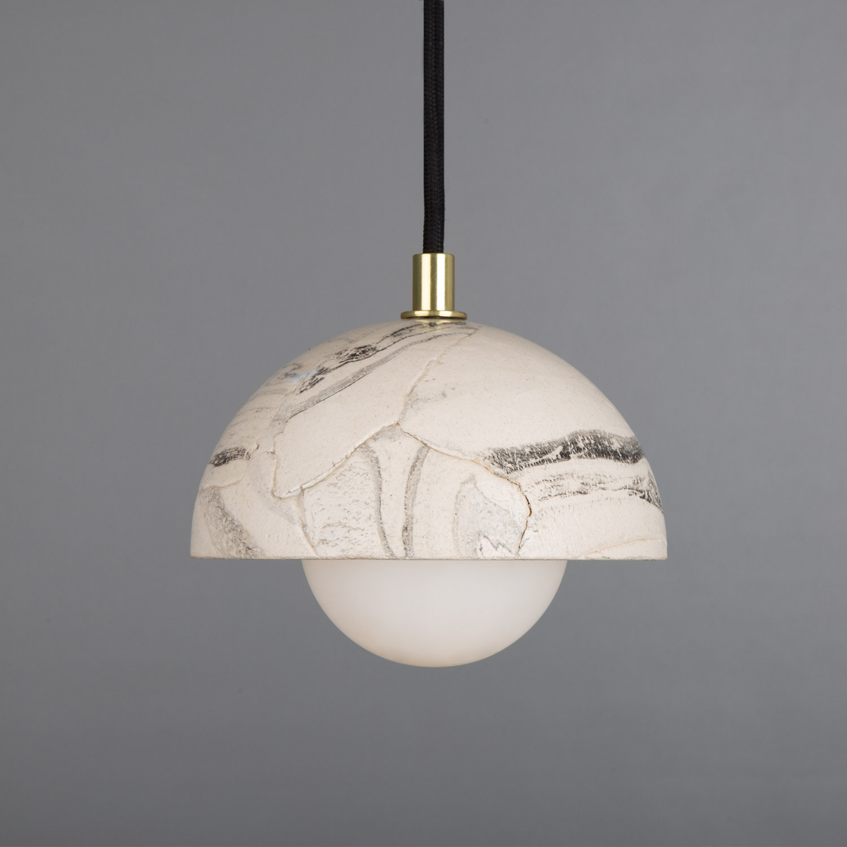 Ferox Small Marbled Ceramic Dome Pendant Light 14cm | Mullan Lighting