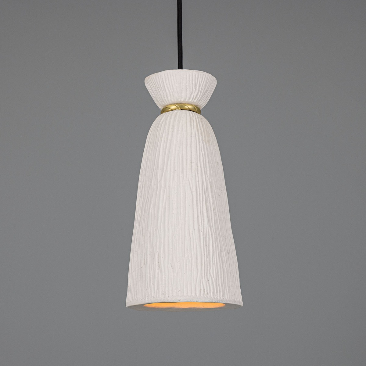 Pando Organic Ceramic Pendant Light 14cm, Matte White Striped | Mullan ...