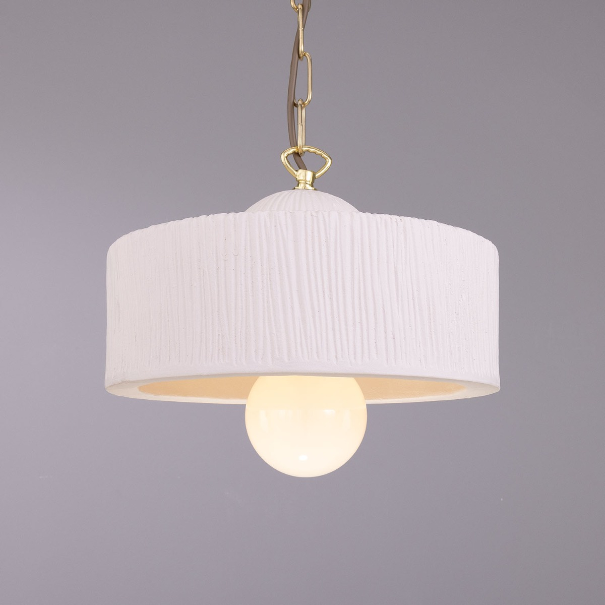 Seville Ceramic Mid-Century Modern Pendant Light, Matte White Striped ...