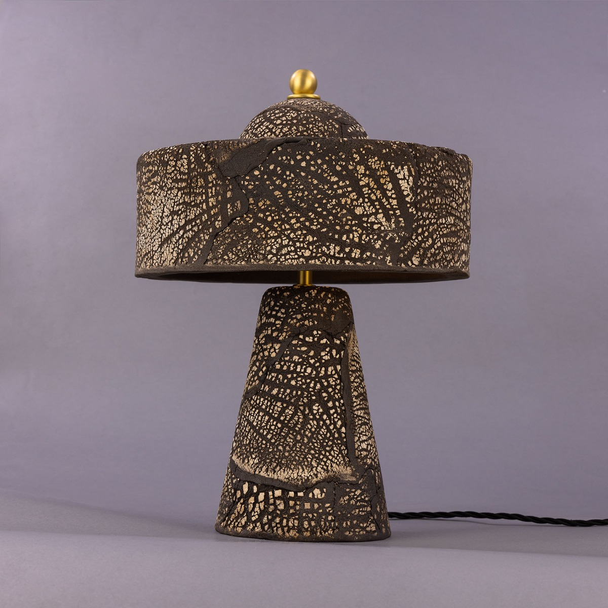 Seville Ceramic Mid-Century Modern Table Lamp, Black Clay | Mullan Lighting