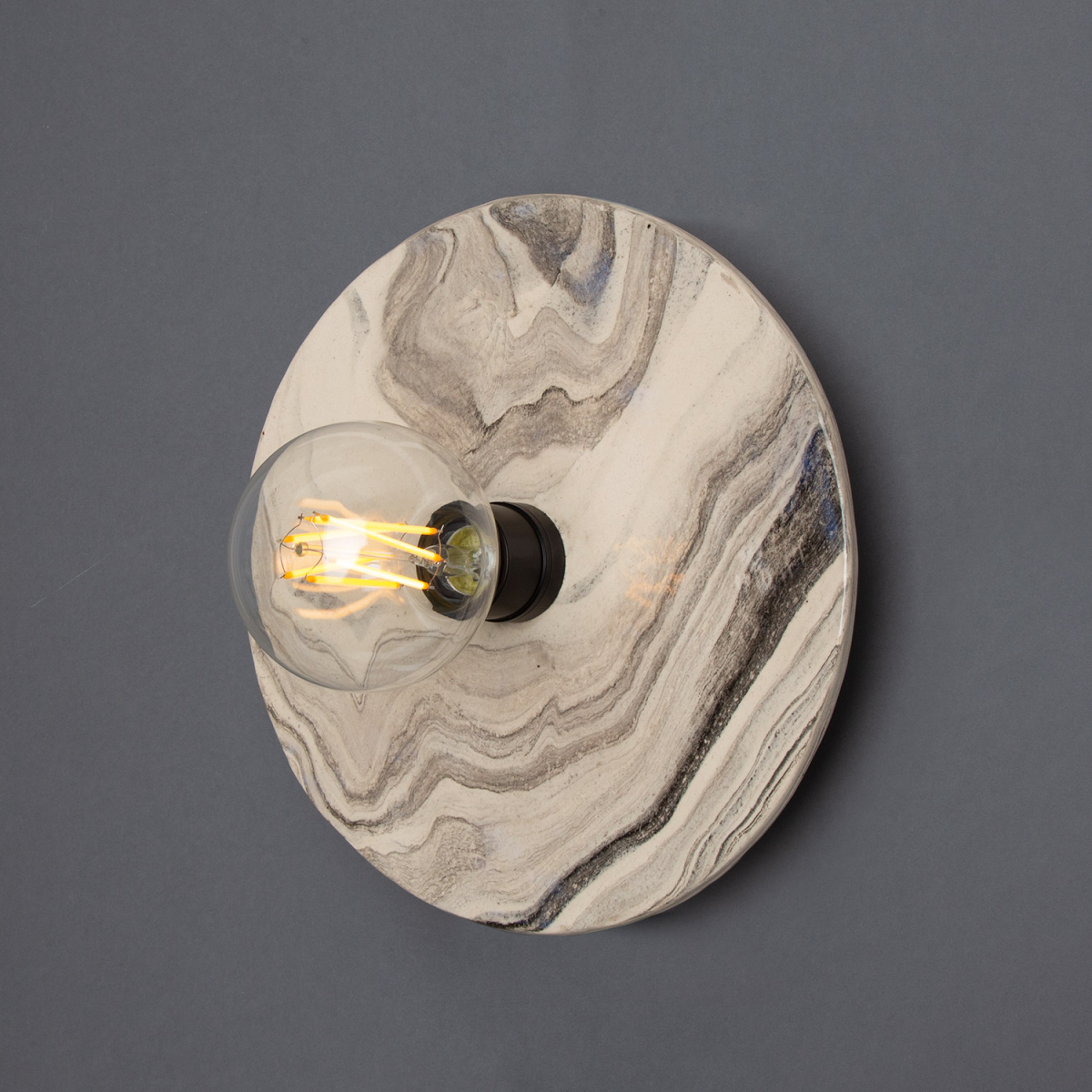 Bog Oak Marbled Ceramic Disc Wall Light | Mullan Lighting