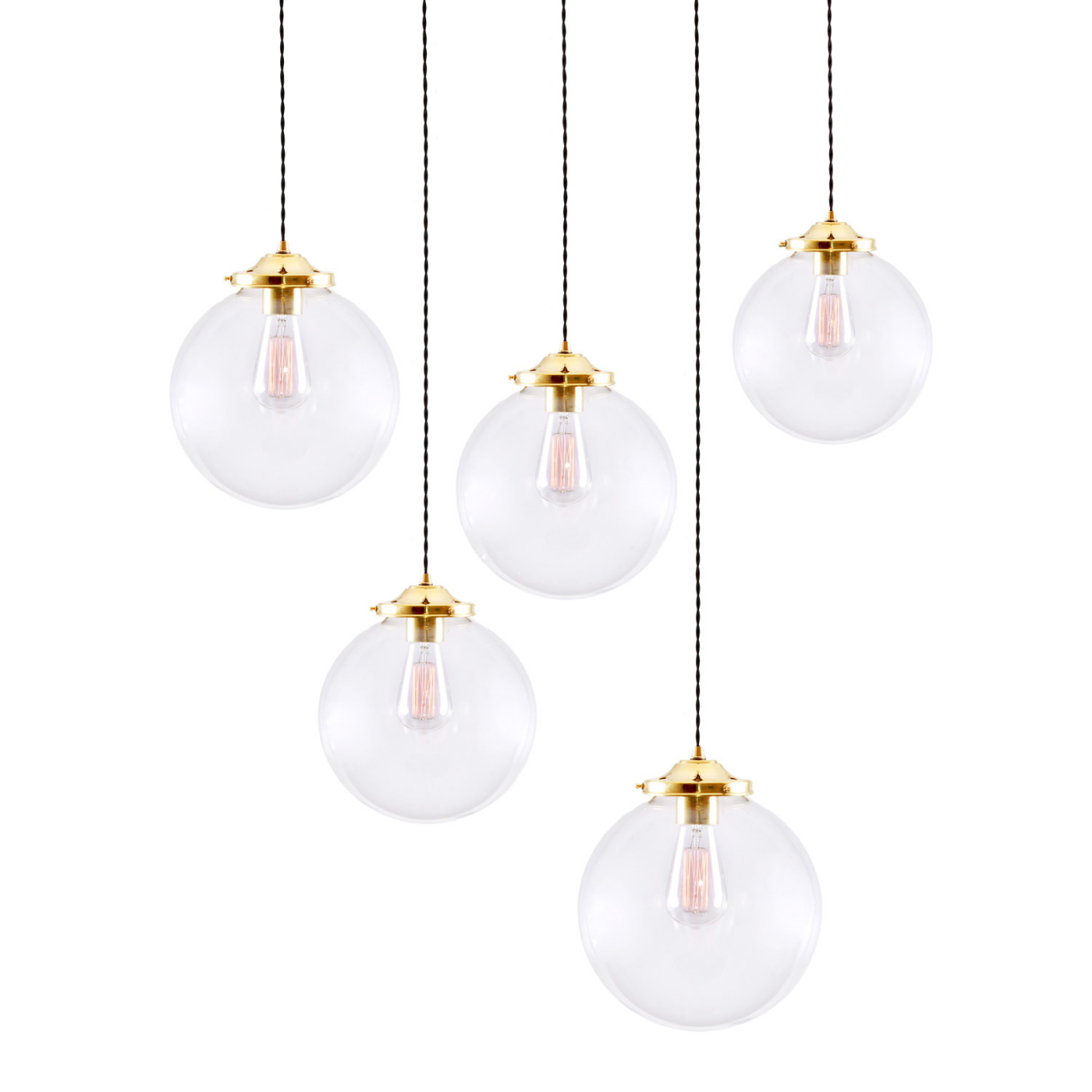 Riad Clear Globe Pendant Cluster 25cm, Five Light | Mullan Lighting