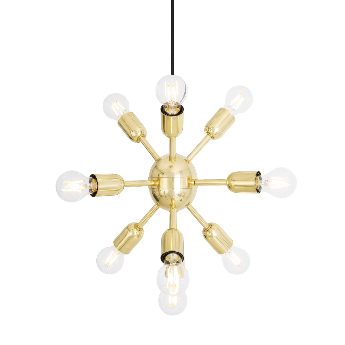 Glenties Small Brass Sputnik Chandelier, 10 Light | Mullan Lighting