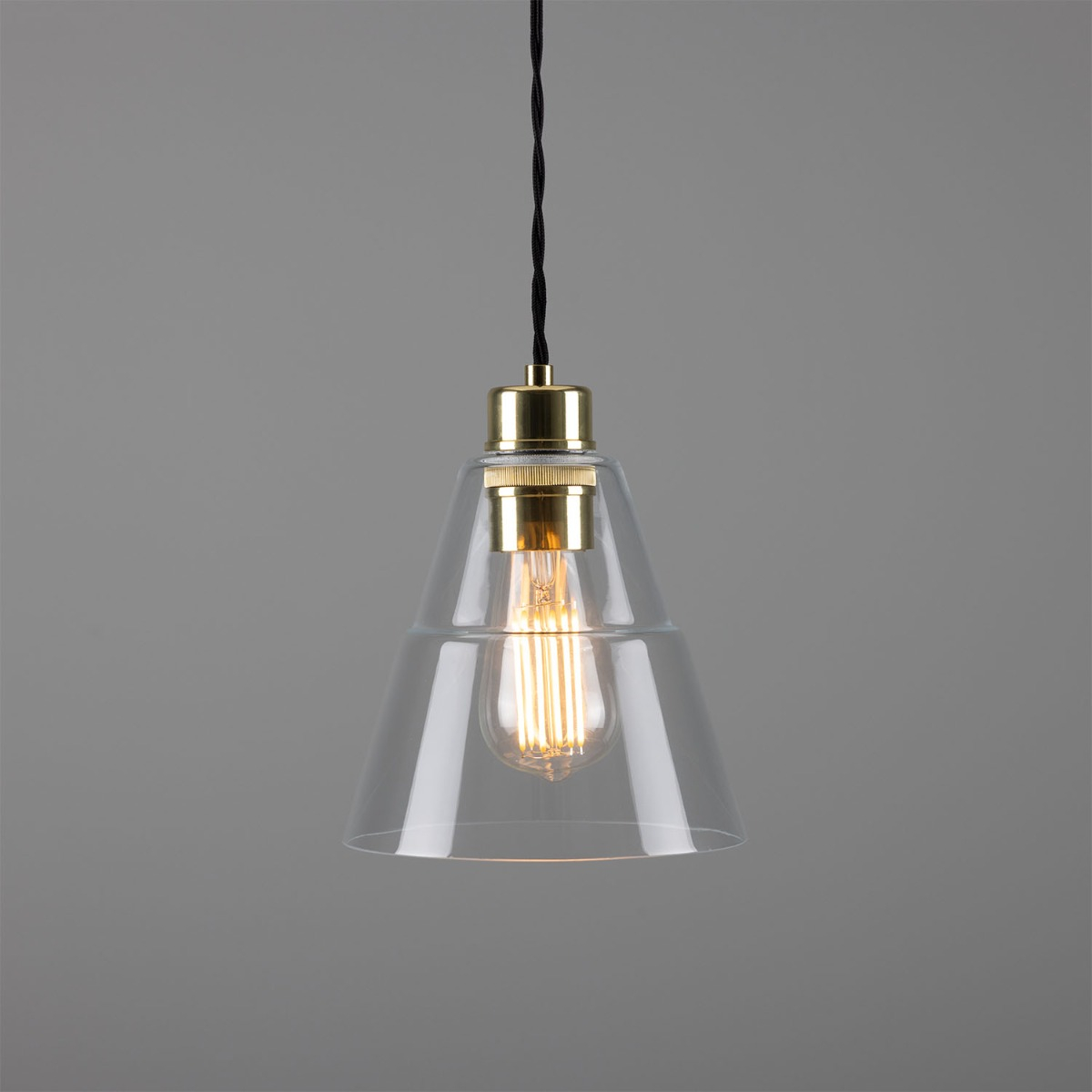Lyx Contemporary Clear Glass Cone Pendant Light 18cm | Mullan Lighting