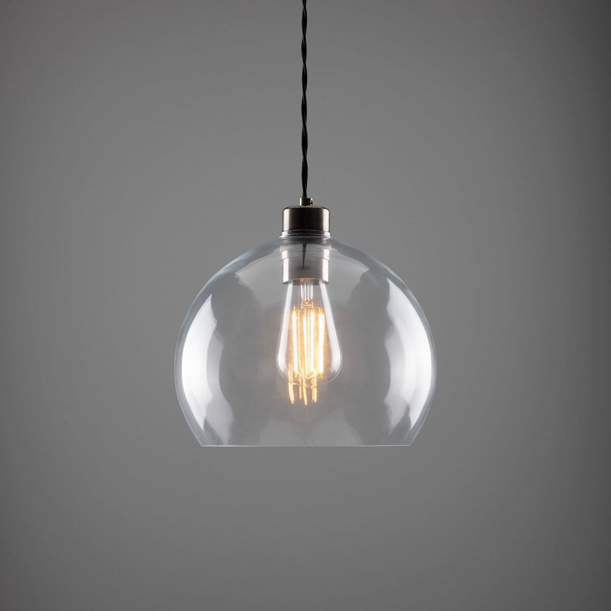Eden Clear Open Glass Globe Pendant Light 25cm | Mullan Lighting