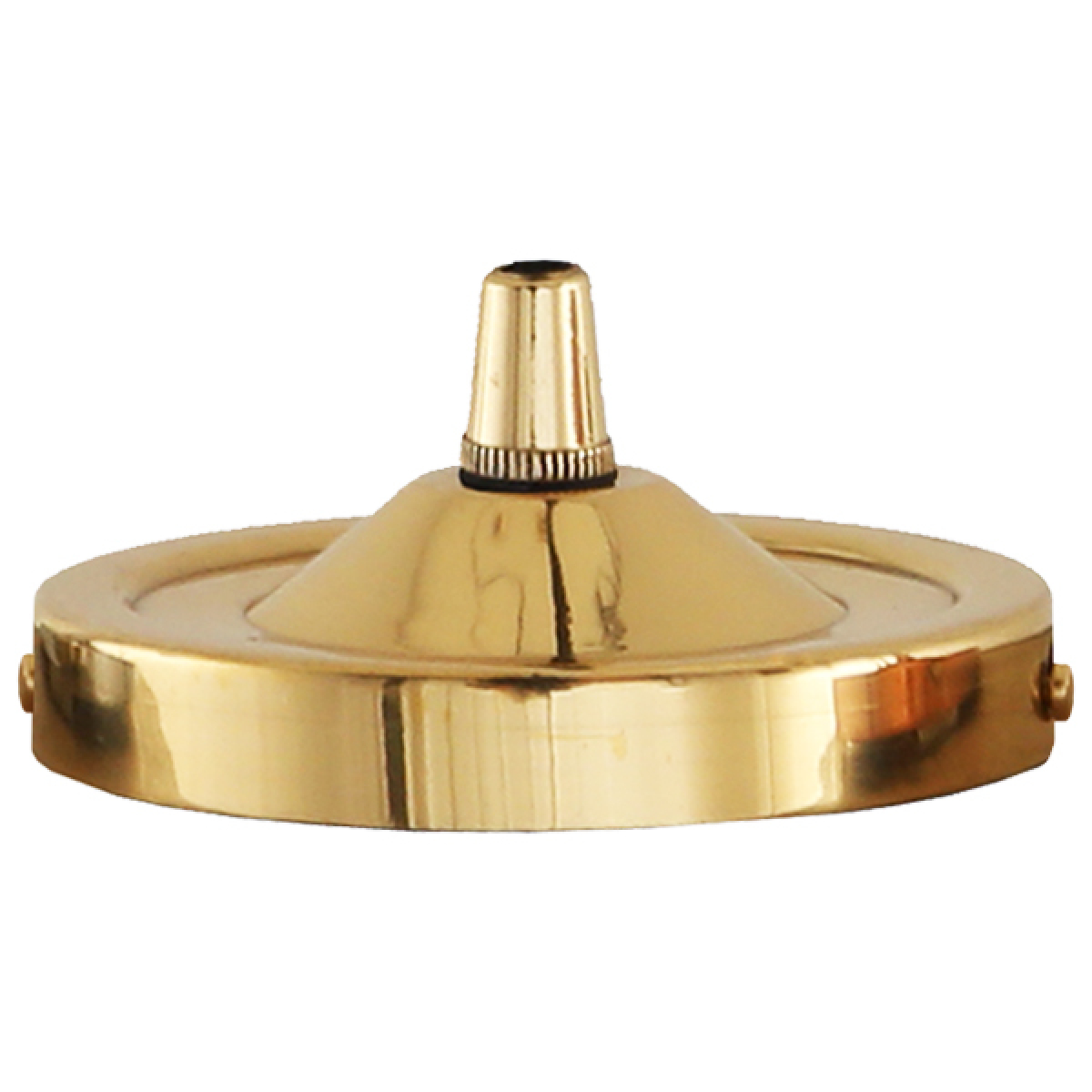 Brass ceiling rose, flat round with cord grip | Mullan Lighting