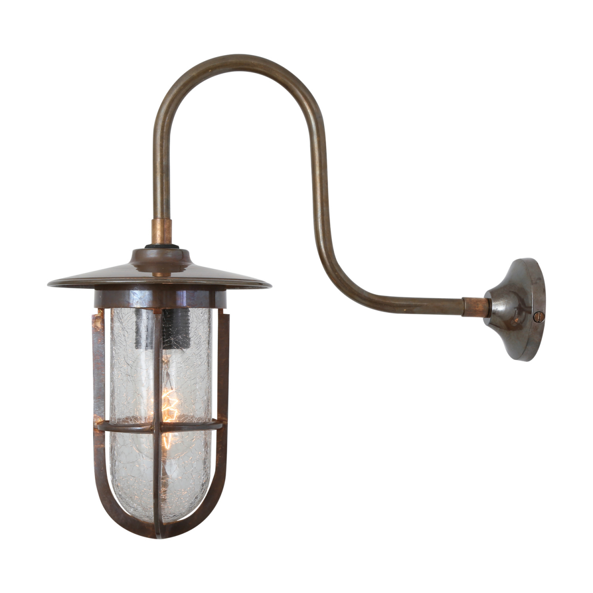 Fabo Well Glass Swan Neck Outdoor Wall Light IP65 | Mullan Lighting