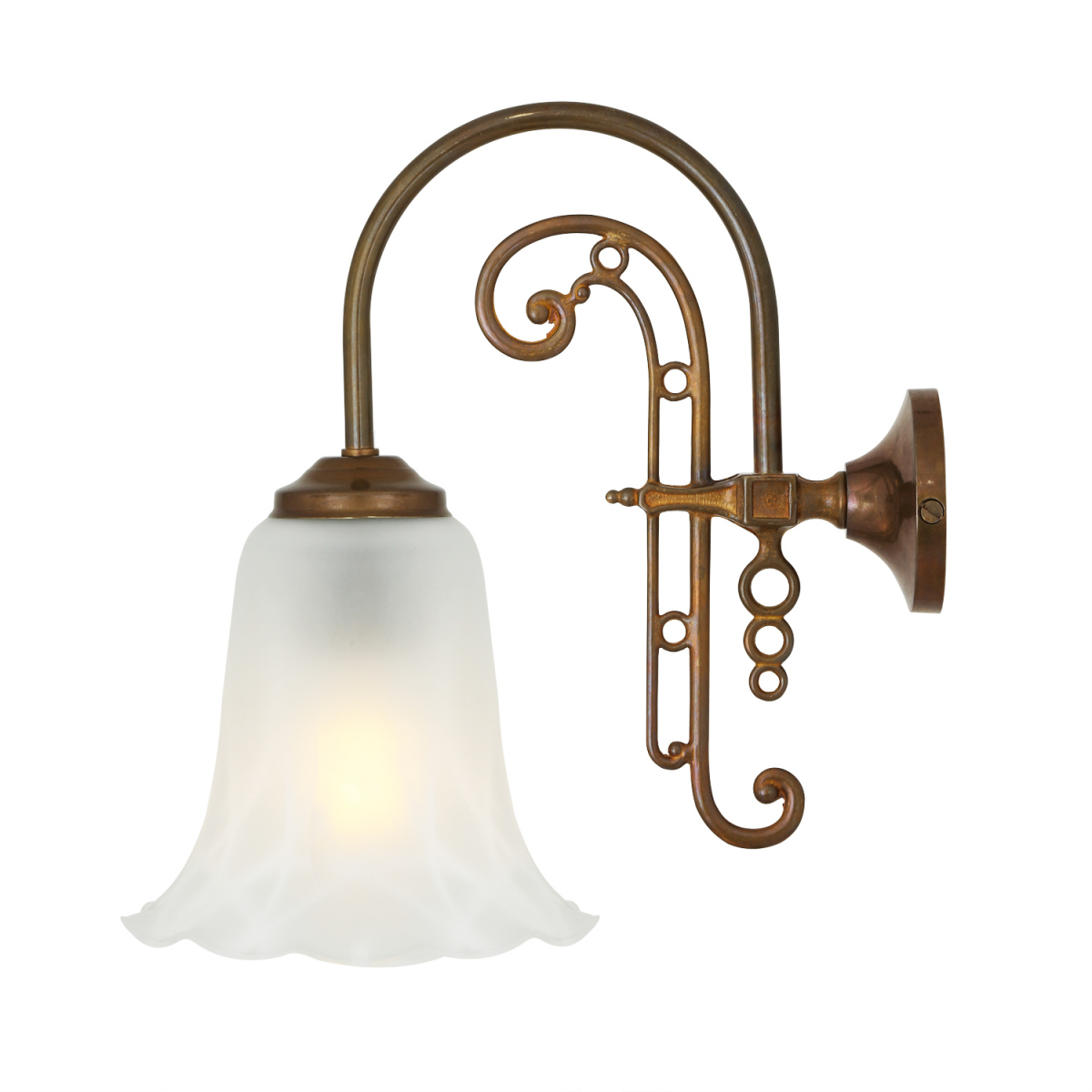 Medan Brass Wall Light with Opal Etched Glass Shade | Mullan Lighting