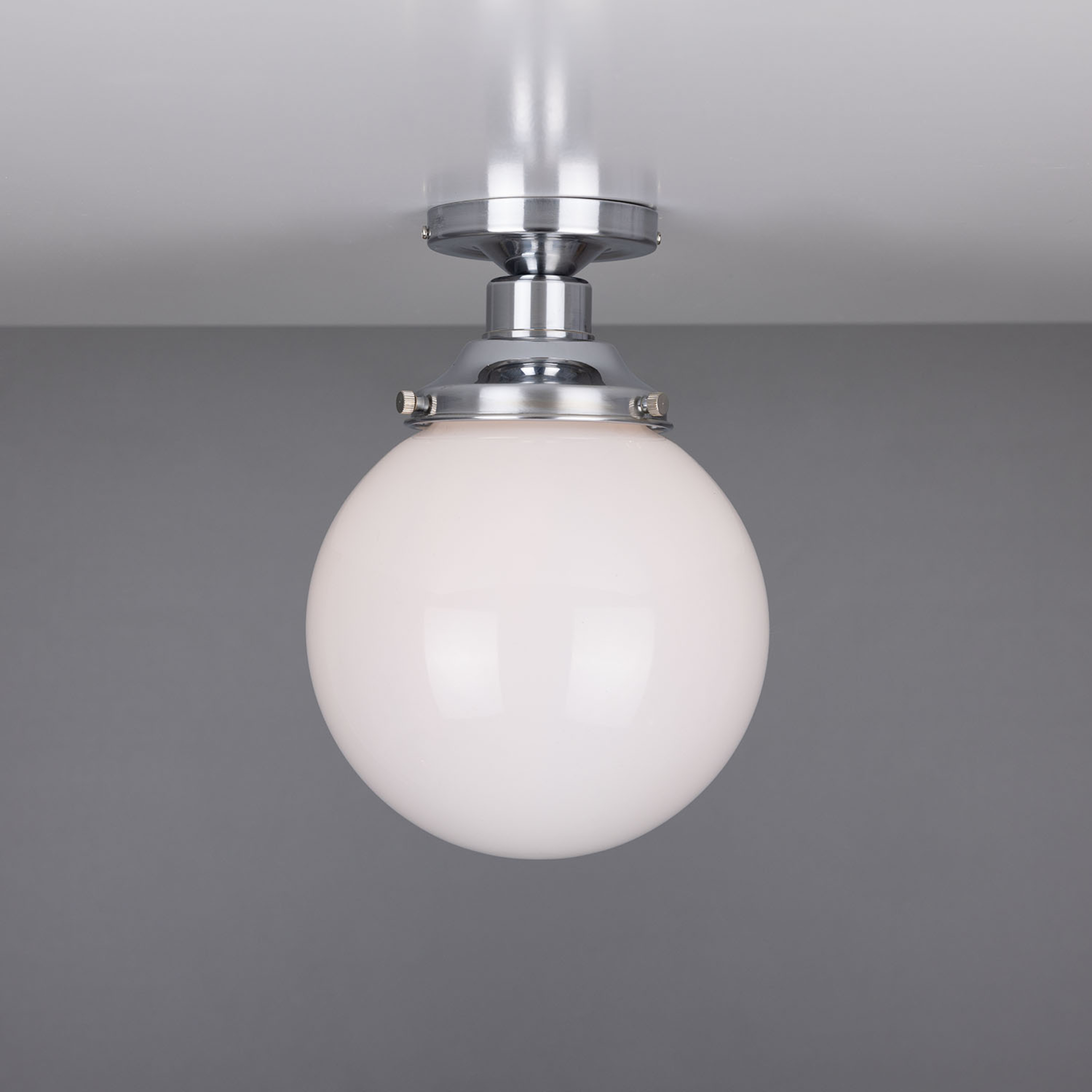 Yerevan Mid-Century Opal Globe Ceiling Light 20cm | Mullan Lighting