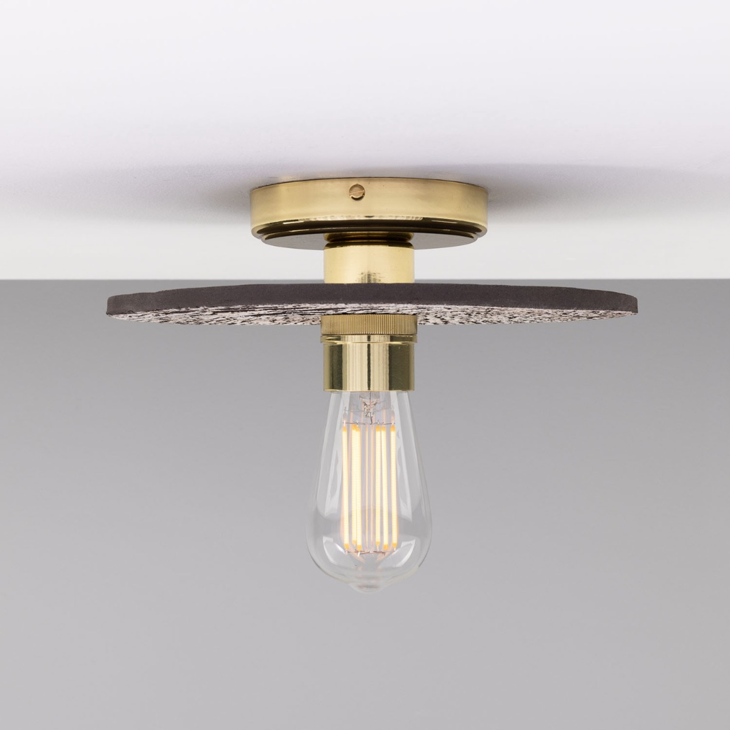 Bog Oak Organic Ceramic Disc Ceiling Light, Black Clay | Mullan Lighting