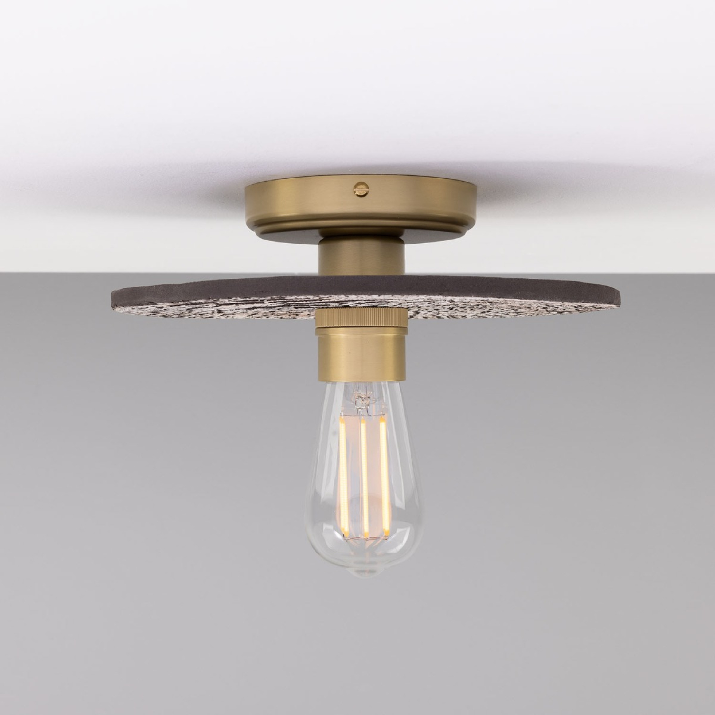 Bog Oak Organic Ceramic Disc Ceiling Light, Black Clay | Mullan Lighting