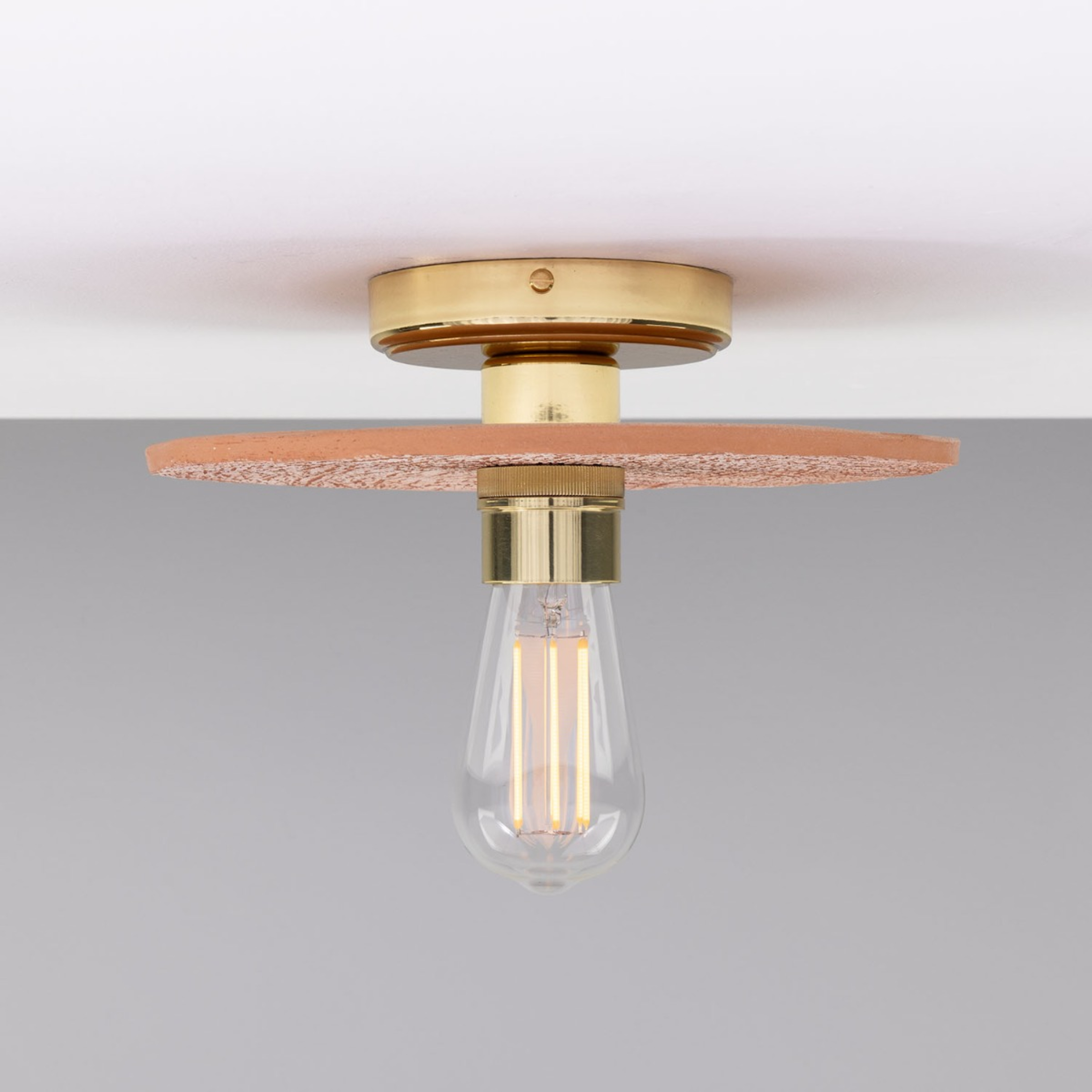 Bog Oak Organic Ceramic Disc Ceiling Light, Red Iron | Mullan Lighting