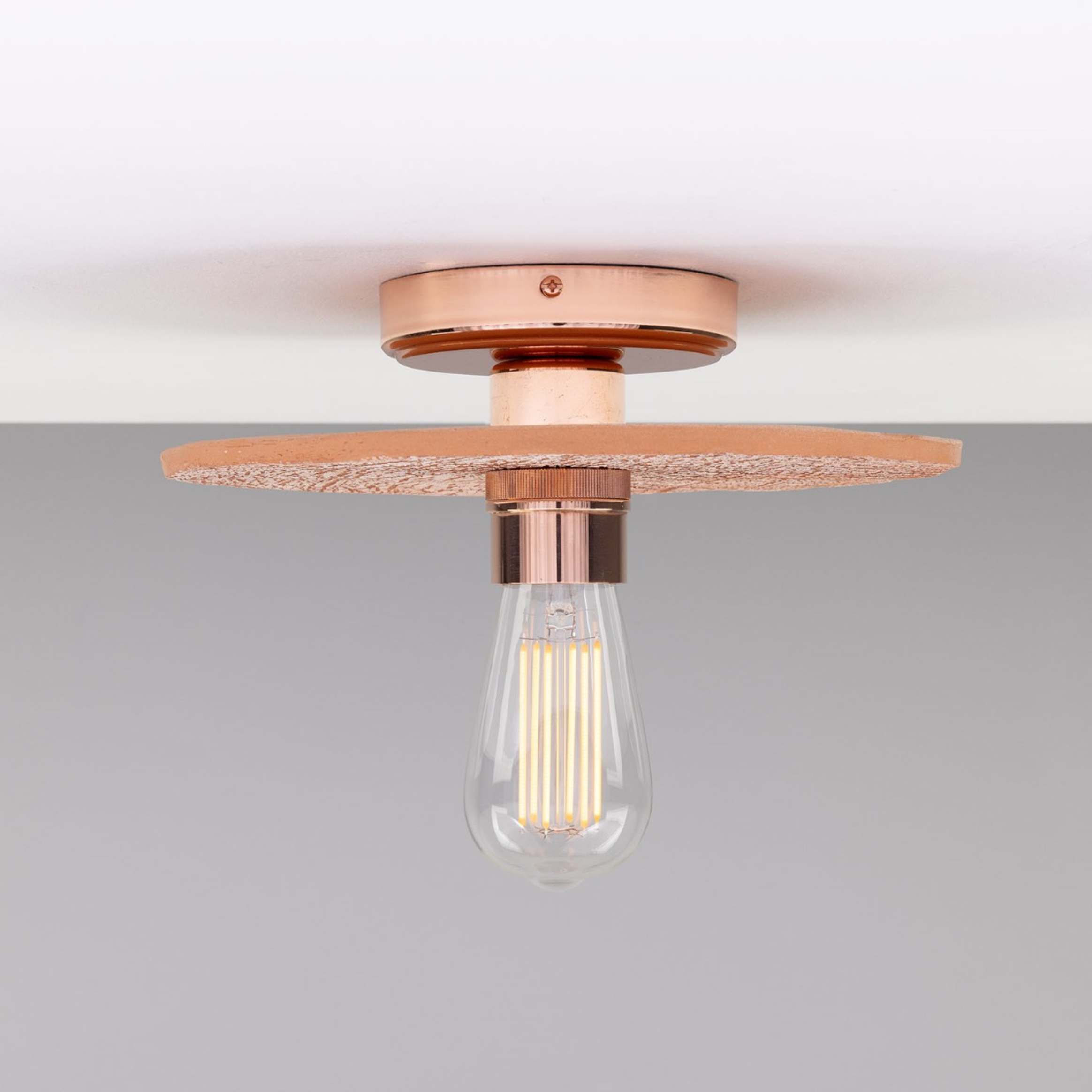 Bog Oak Organic Ceramic Disc Ceiling Light, Red Iron | Mullan Lighting