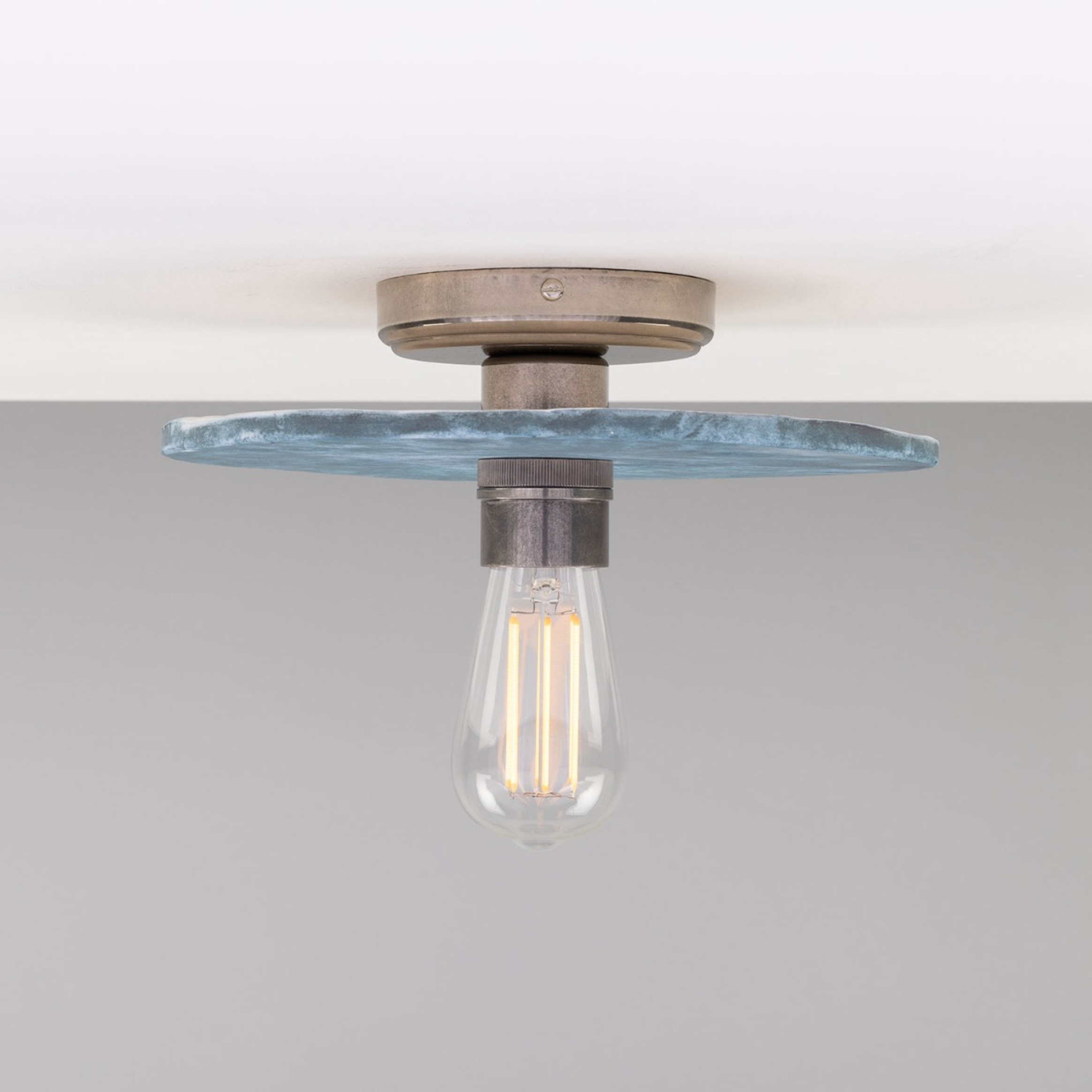 Bog Oak Organic Ceramic Disc Ceiling Light, Blue Earth | Mullan Lighting