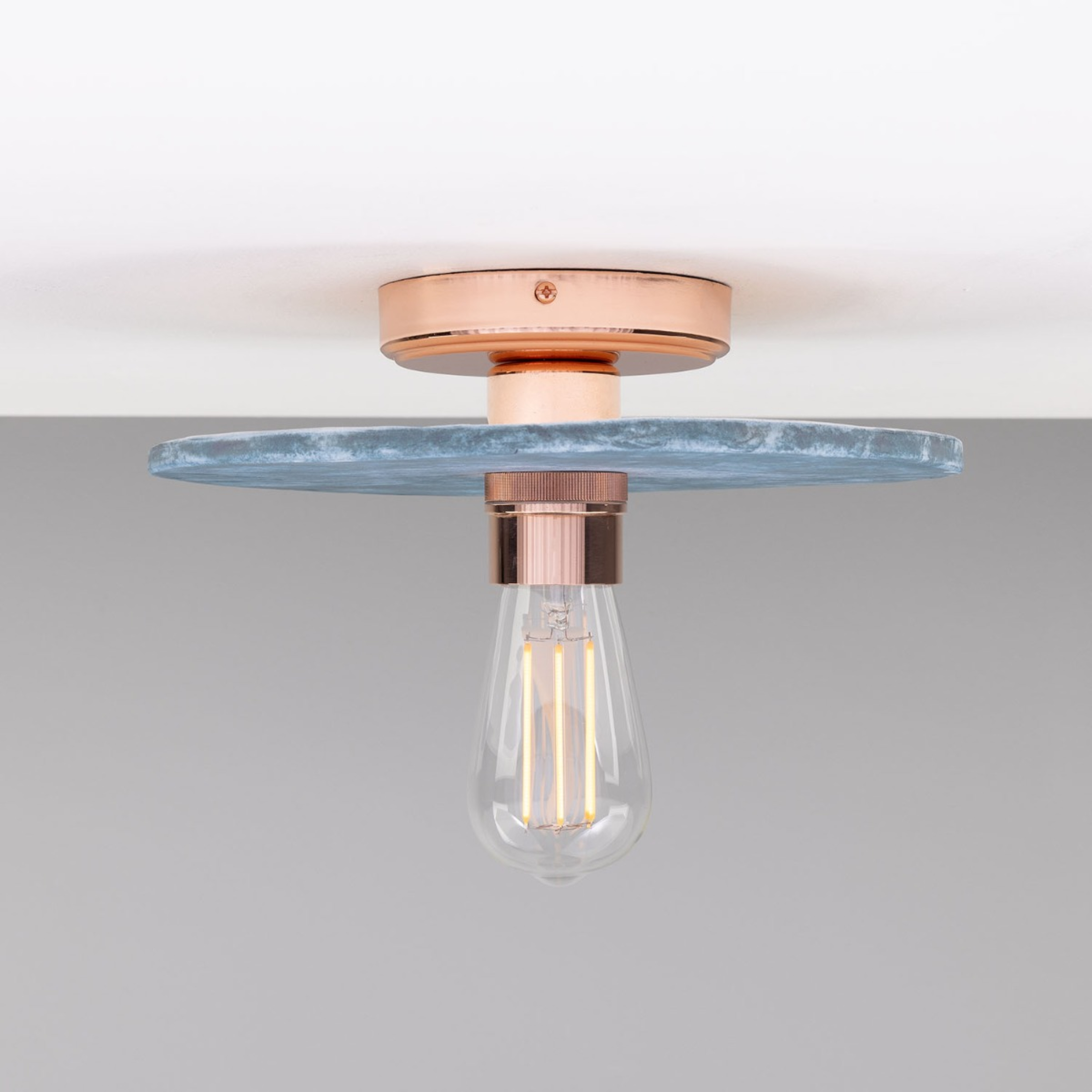 Bog Oak Organic Ceramic Disc Ceiling Light, Blue Earth | Mullan Lighting