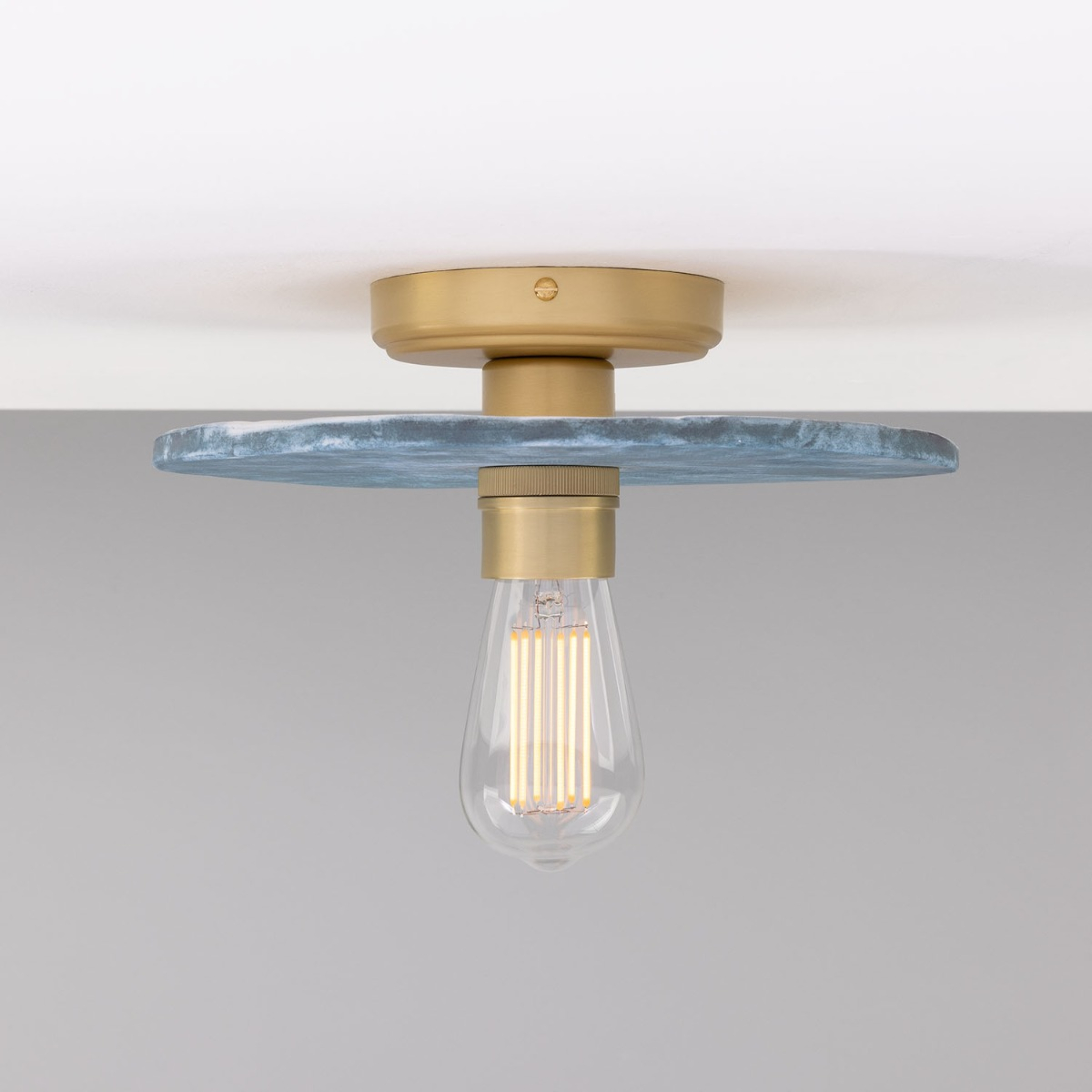 Bog Oak Organic Ceramic Disc Ceiling Light, Blue Earth | Mullan Lighting