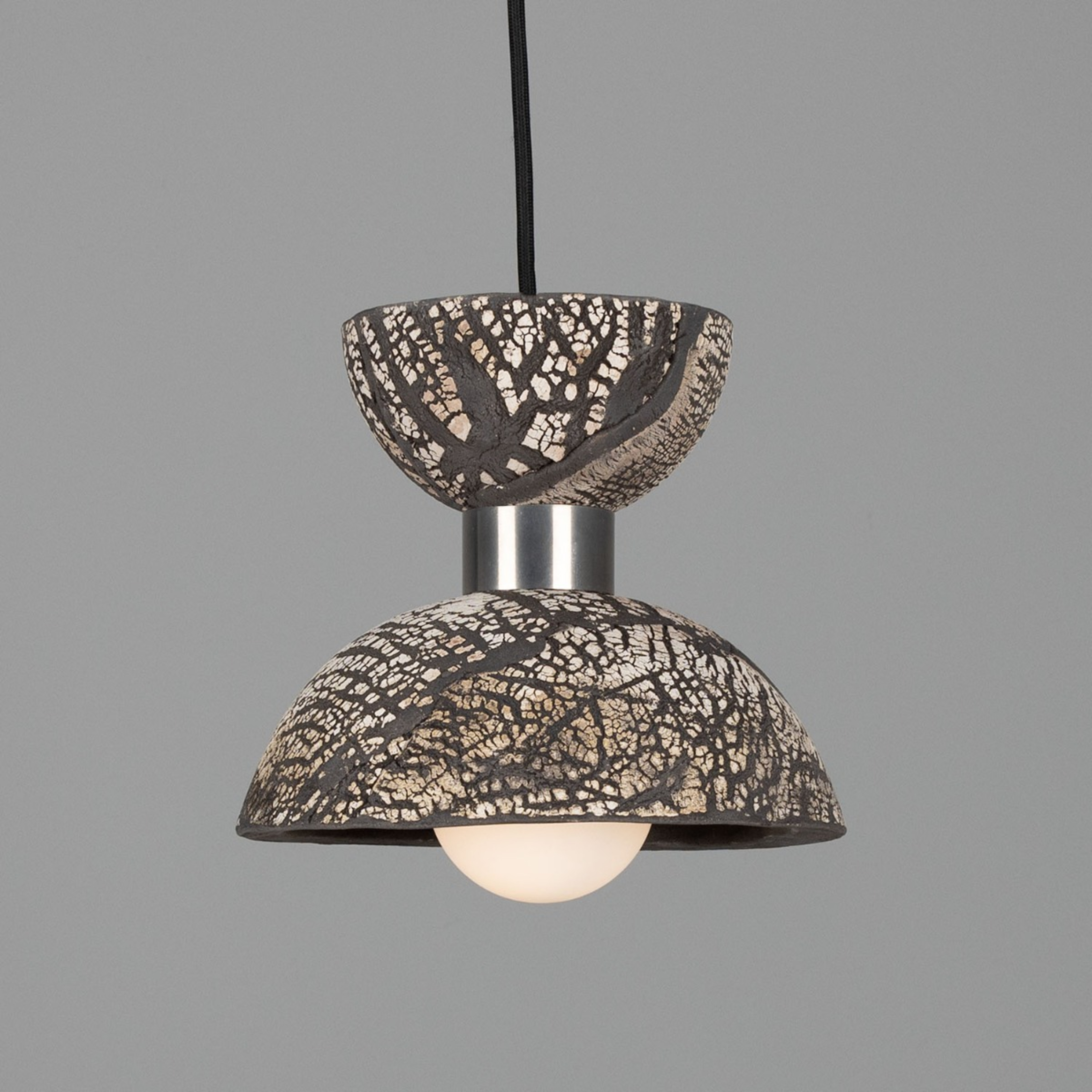 Nakaii Organic Ceramic Pendant Light 20cm, Black Clay | Mullan Lighting