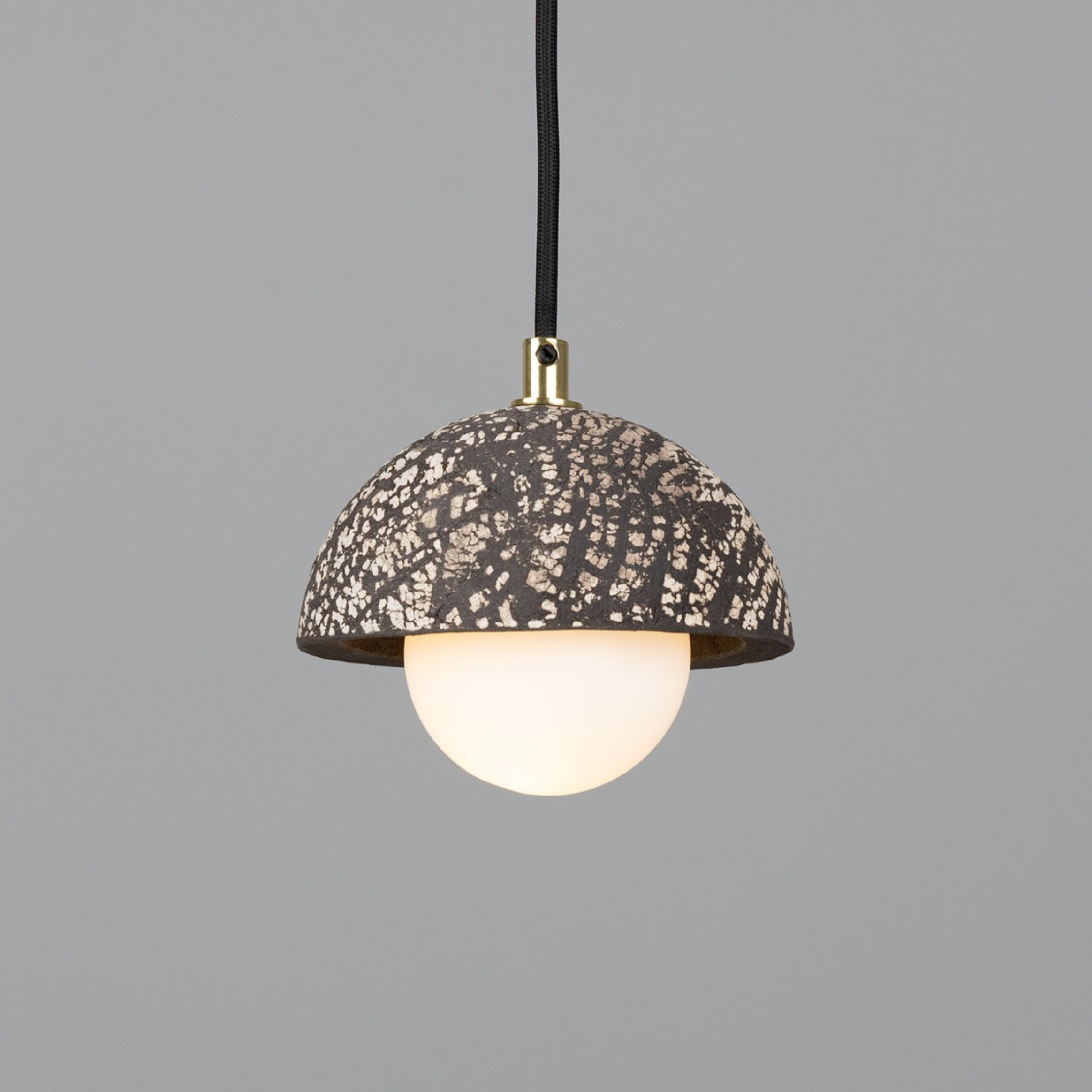 Ferox Ceramic Dome Pendant Light 5.5", Black Clay | Mullan Lighting