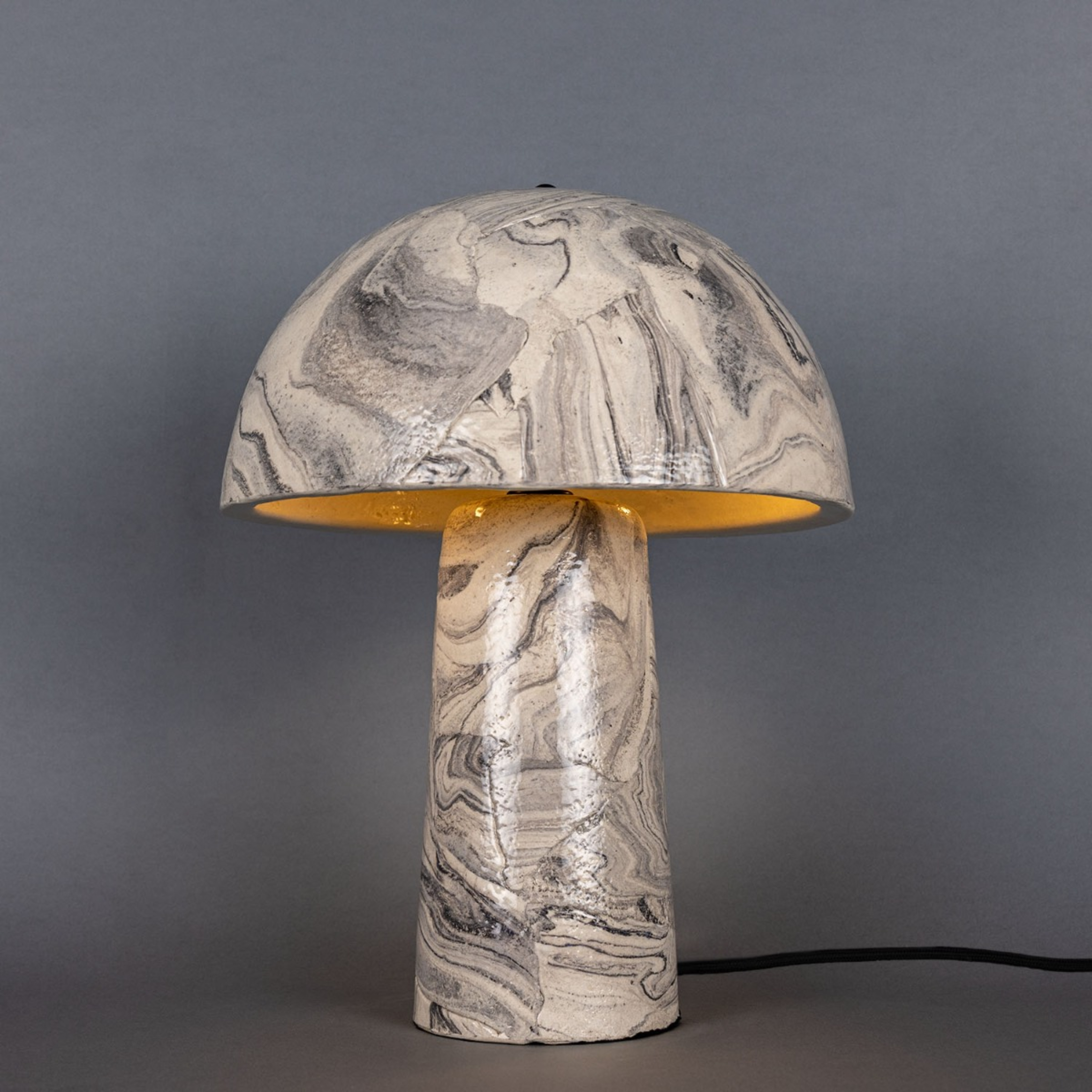 Amanita Small Marbled Ceramic Mushroom Table Lamp | Mullan Lighting