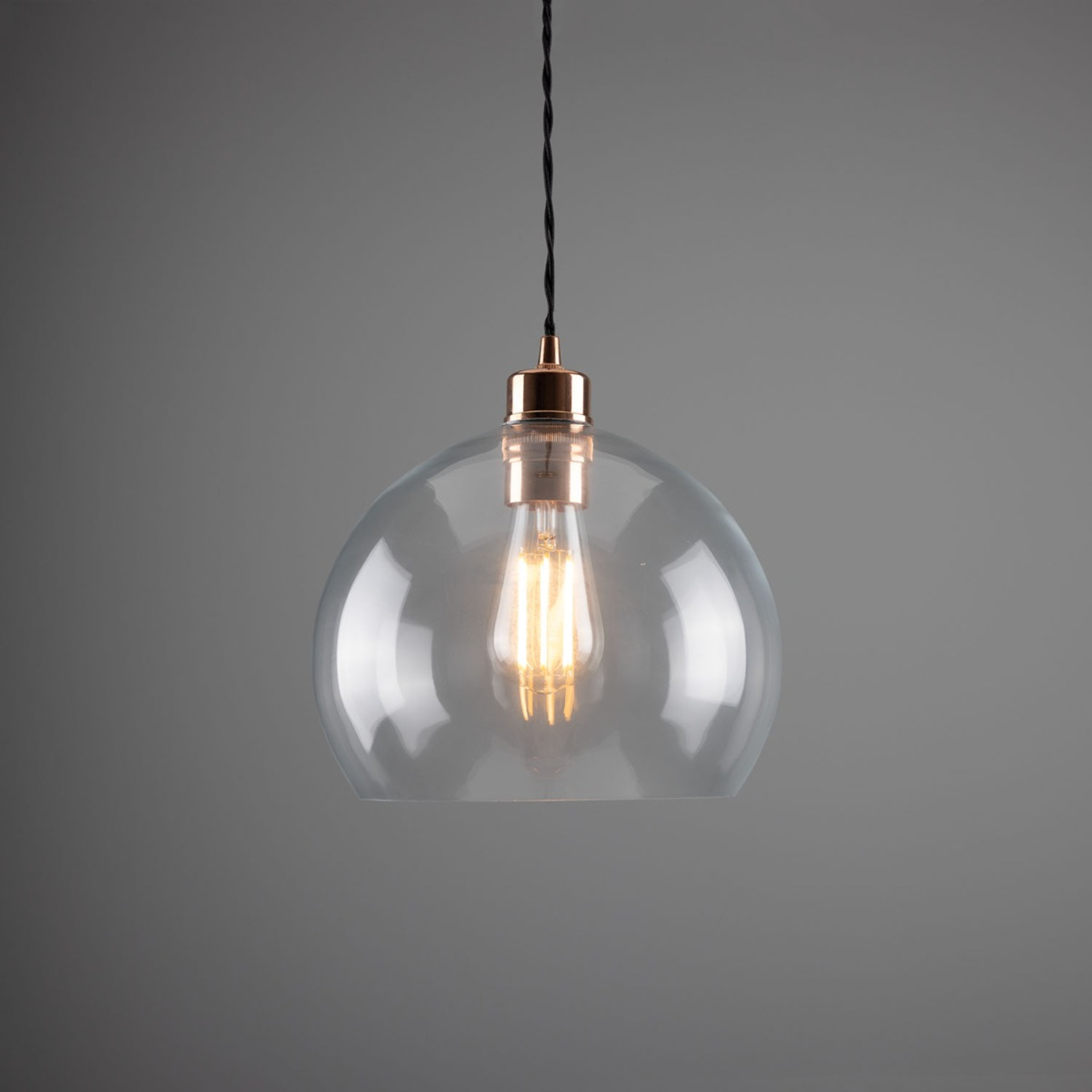 Eden Clear Open Glass Globe Pendant Light 25cm | Mullan Lighting